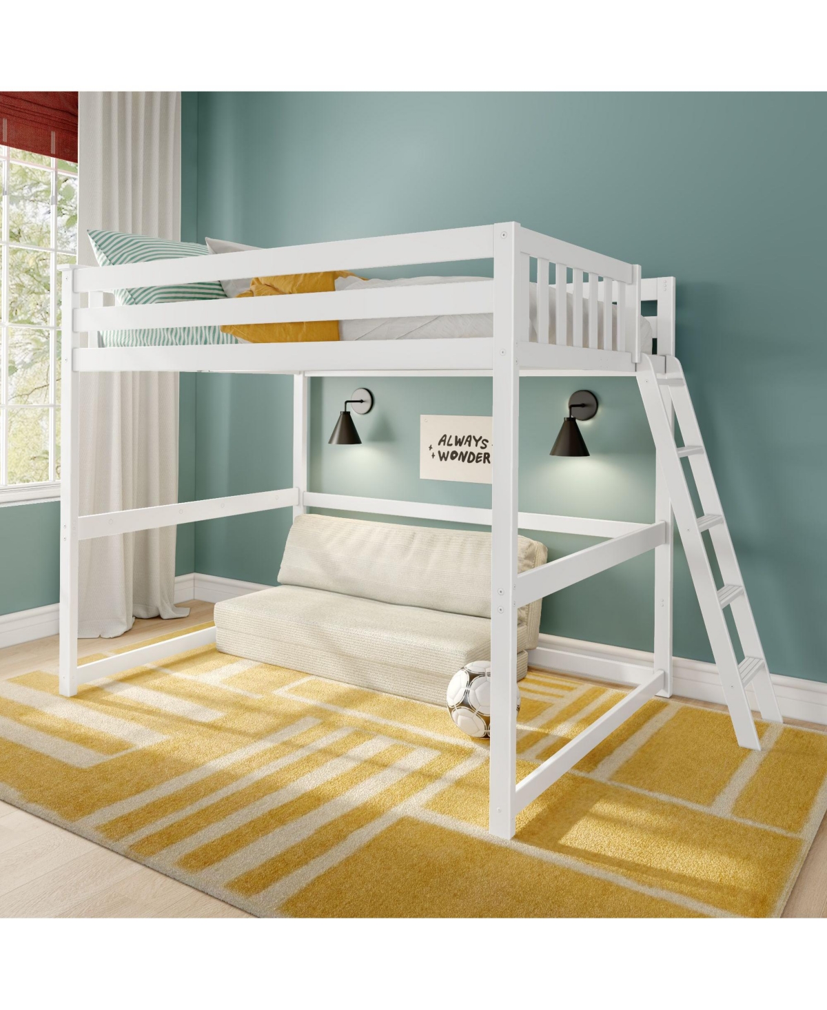 Click here for Max & Lily Full Size High Loft Bed with Ladder on... prices