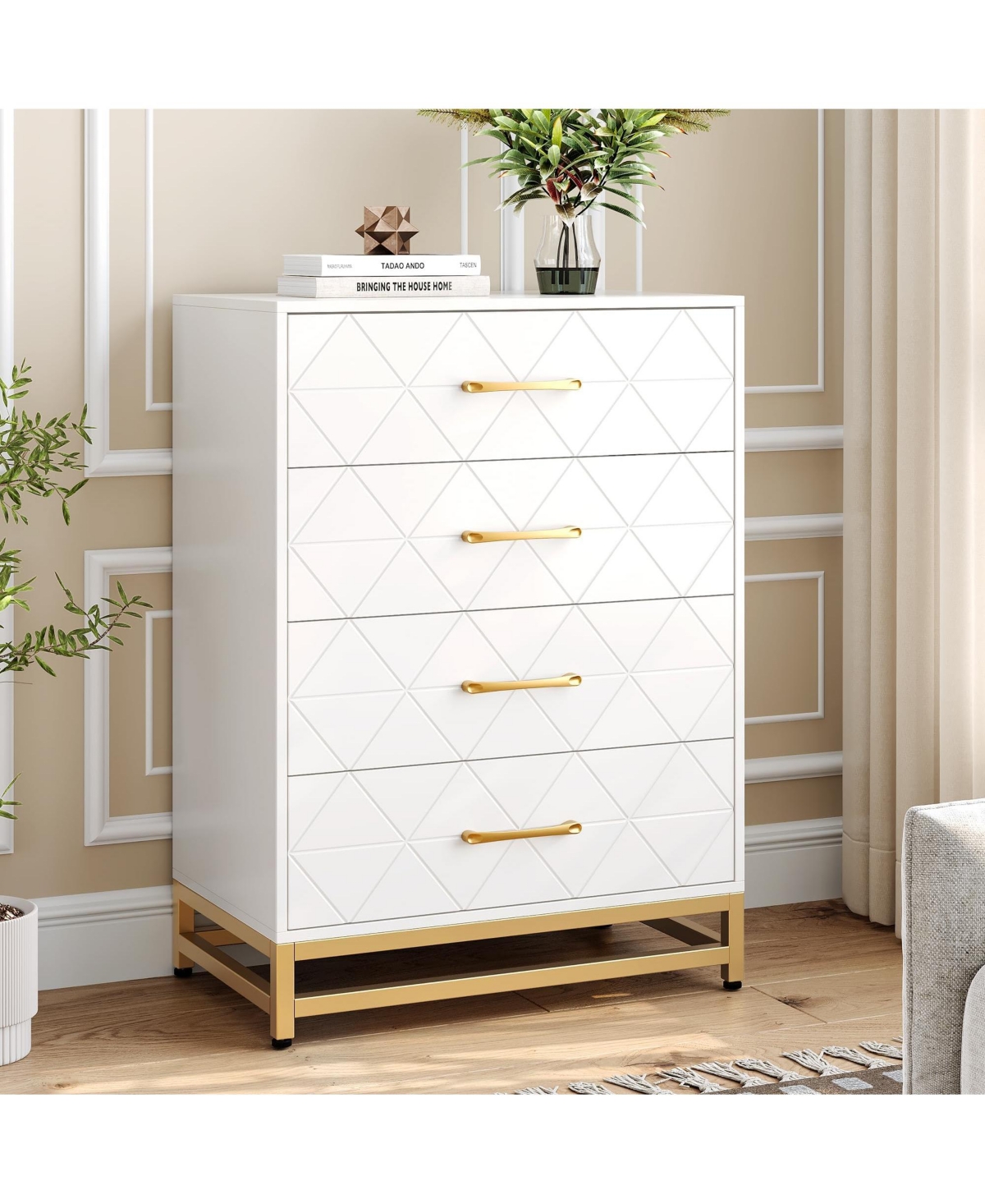 Click here for gaomon 4 Drawer Wood Dresser  Modern Storage Chest... prices