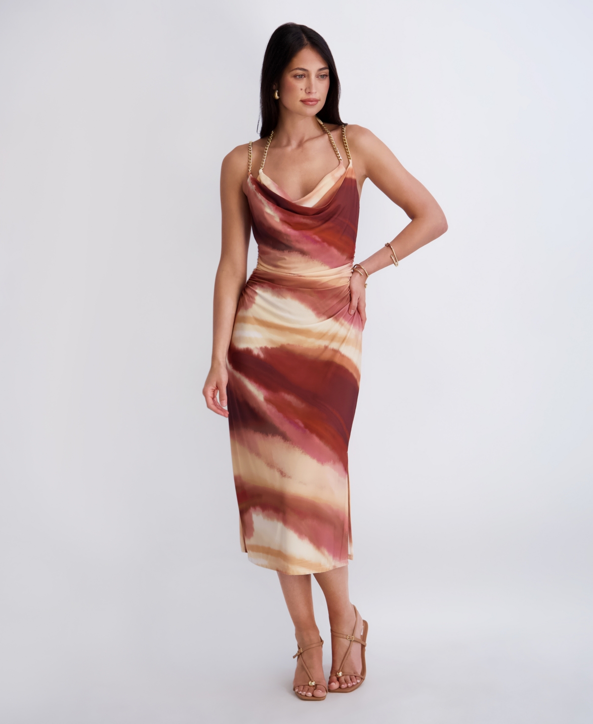 Click here for Siena Womens Cowl Neck Printed Jersey Midi Dress -... prices