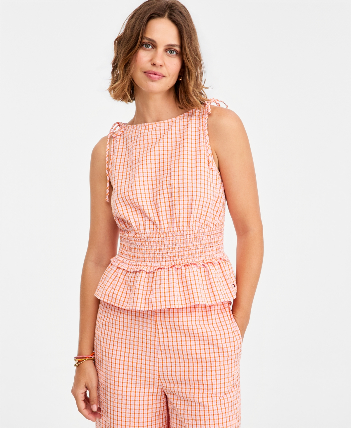 Click here for Tommy Hilfiger Womens Smocking Sleeveless Cotton B... prices