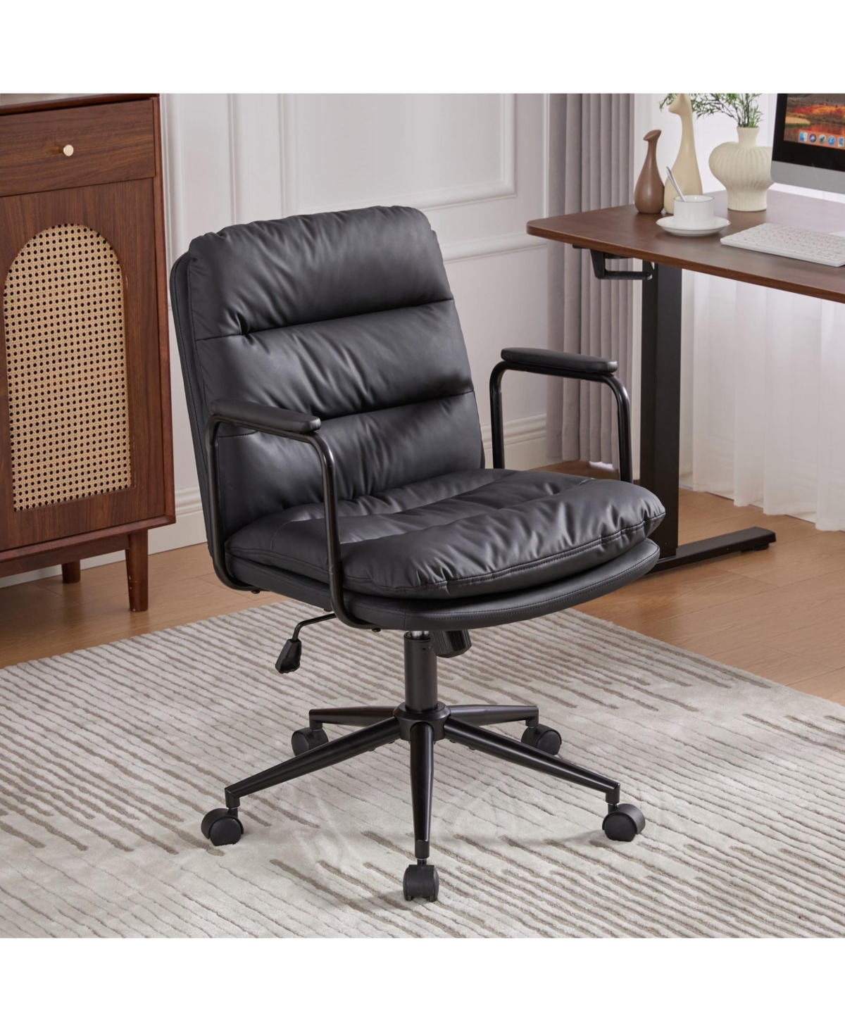 Click here for Flynama Mid Back Pu Leather Office Chair  40degree... prices