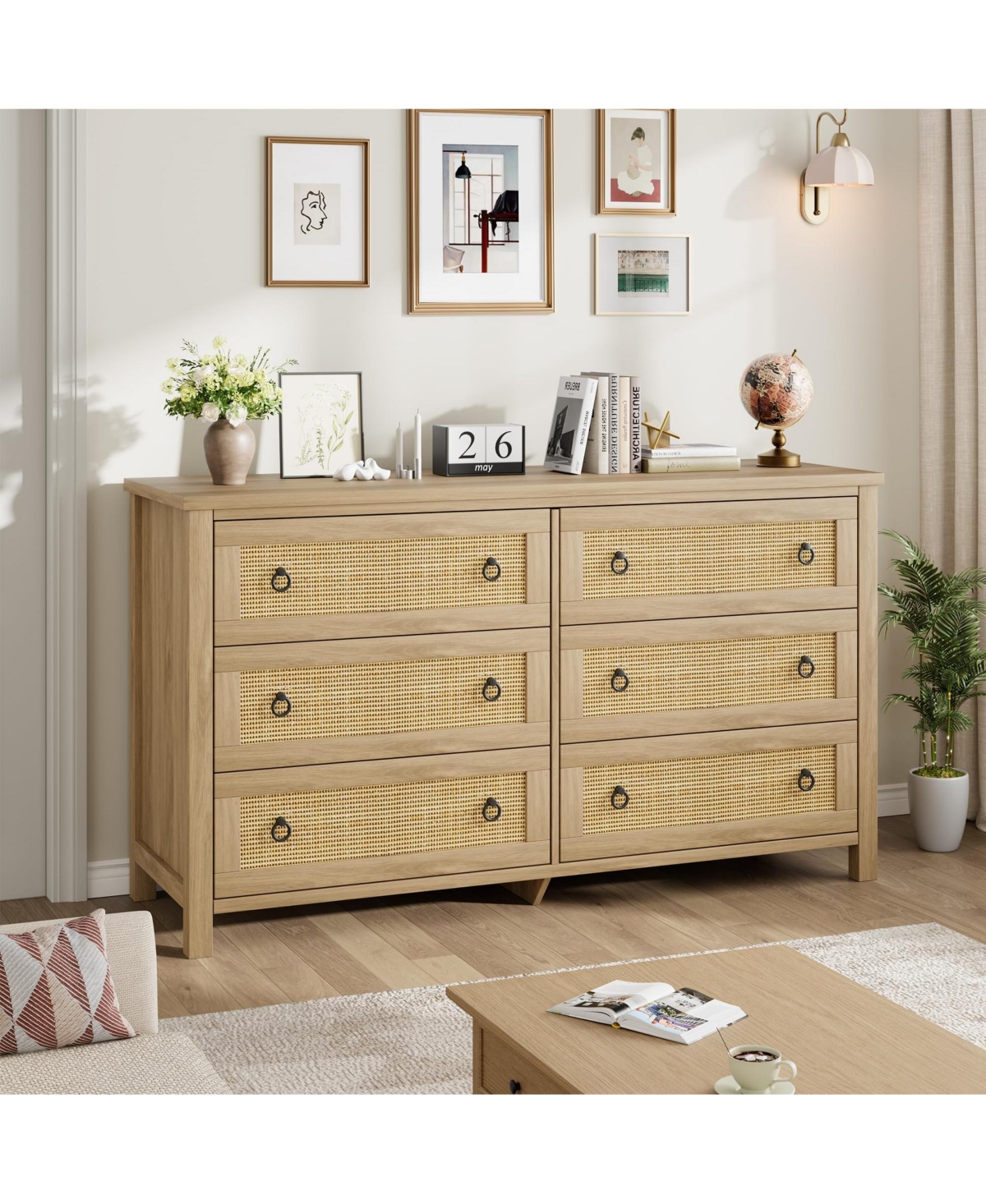 Click here for gaomon 6 Drawer Rattan Dresser for Bedroom  Tall F... prices