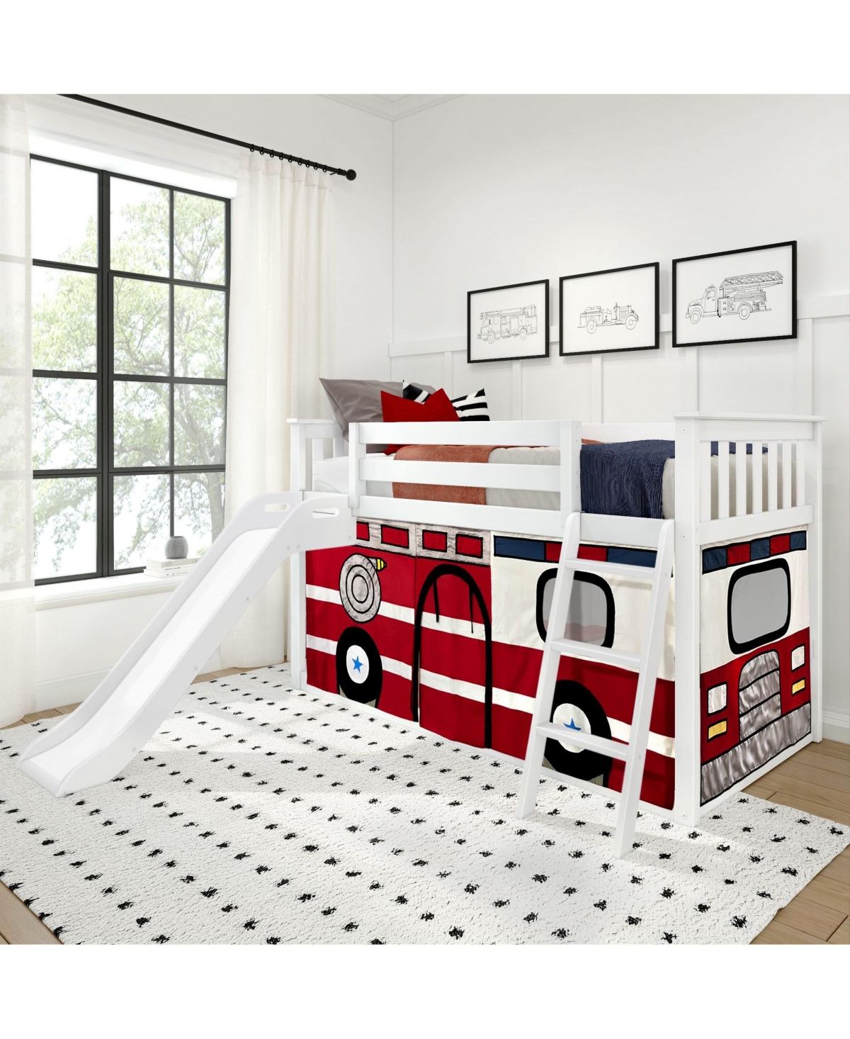 Click here for Max and Lily Low Bunk With Easy Slide and Firetruc... prices