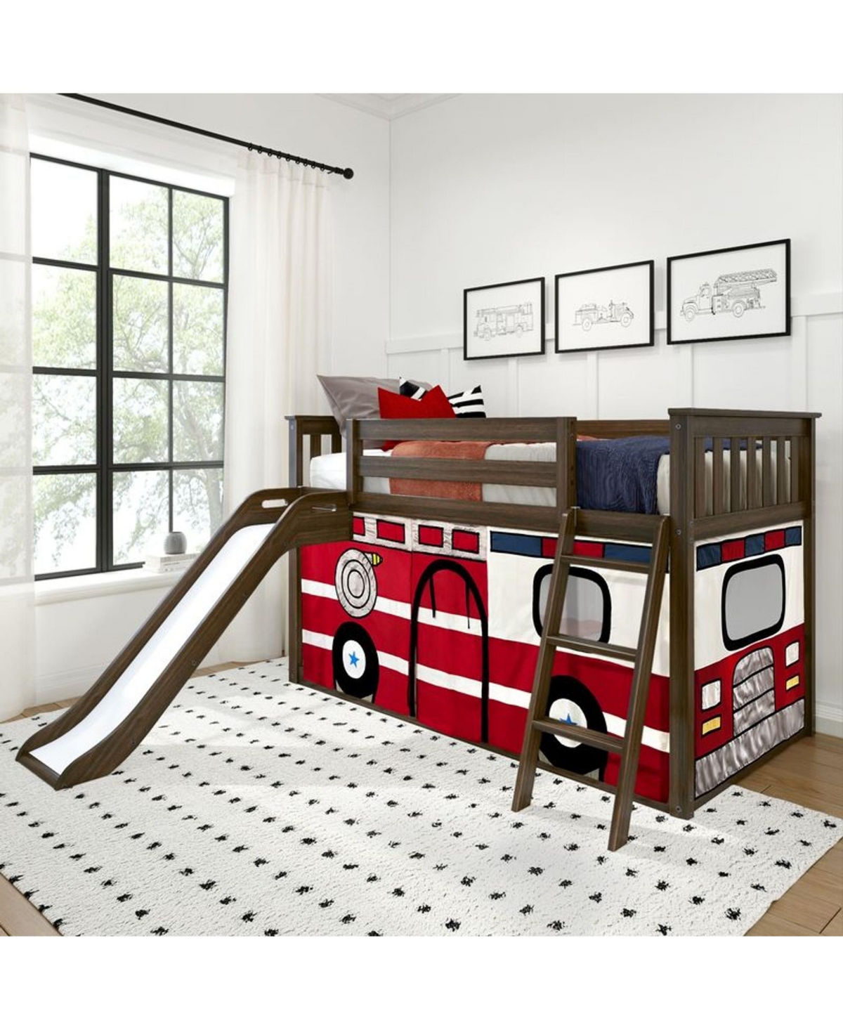 Click here for Max and Lily Low Bunk With Easy Slide and Firetruc... prices