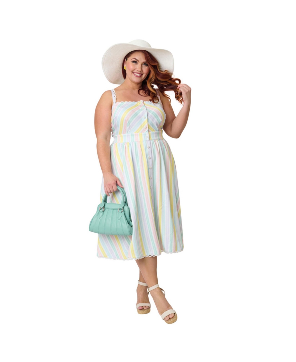 Click here for Unique Vintage Plus Size Button Front Swing Dress... prices