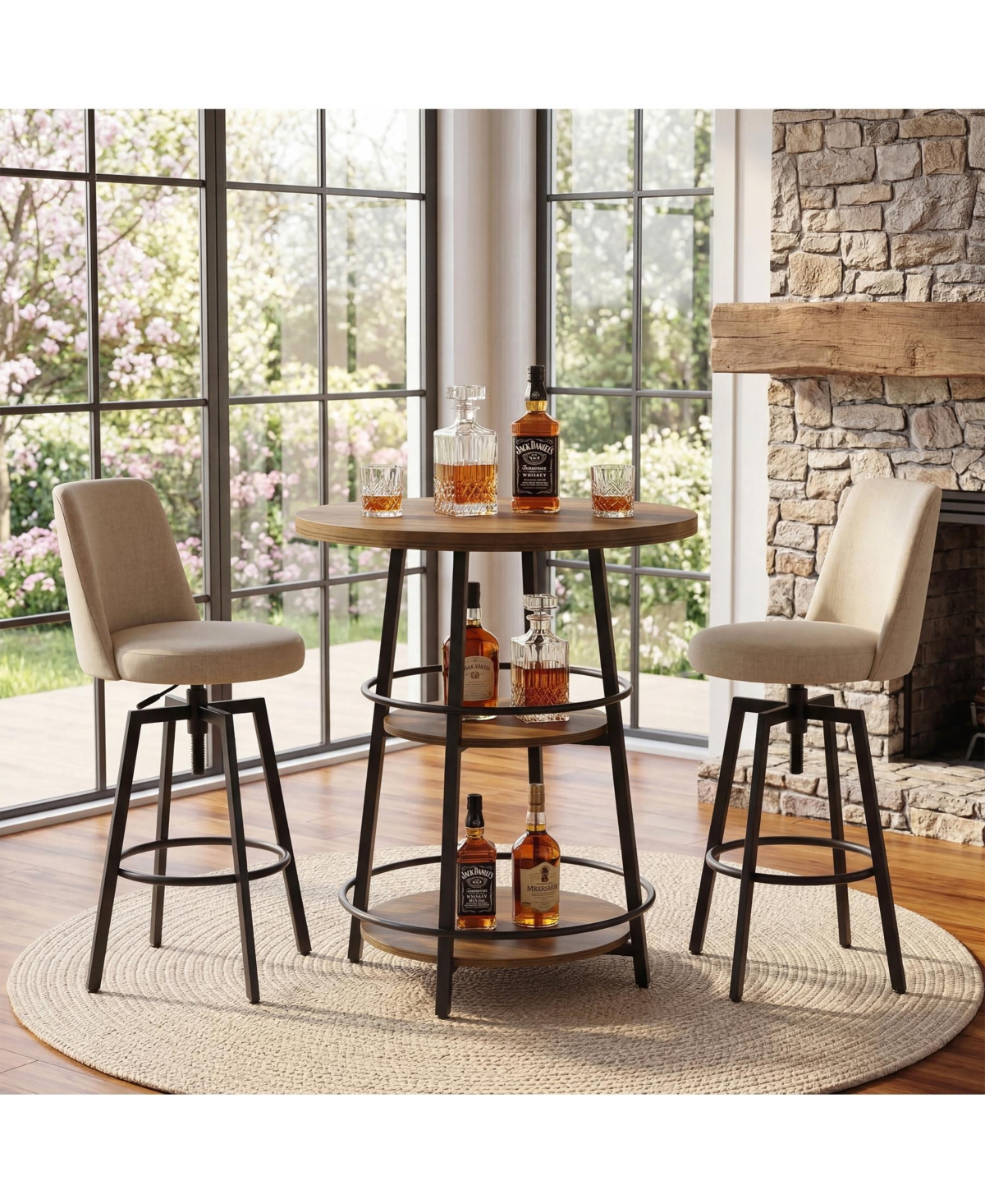 Click here for Tribesigns 31.5 Round Bar Table with Storage Shelf... prices
