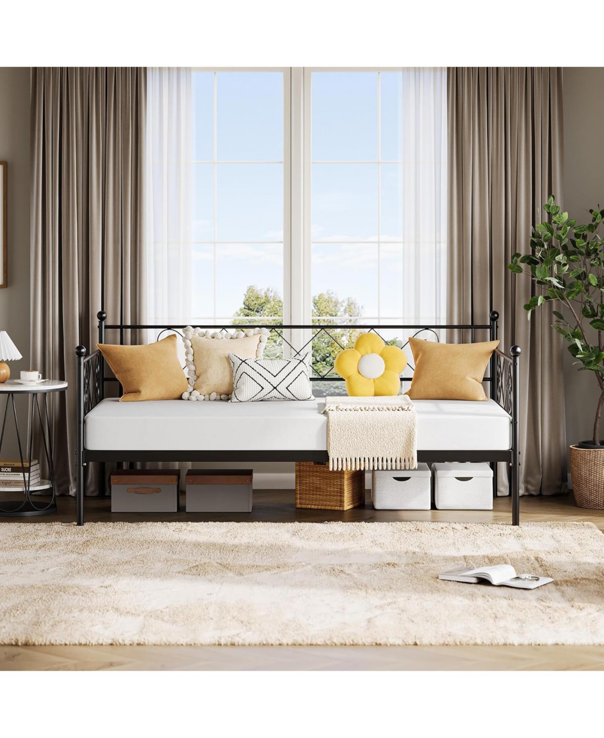 Click here for gaomon Twin Heart-Shaped Metal Daybed with Trundle... prices