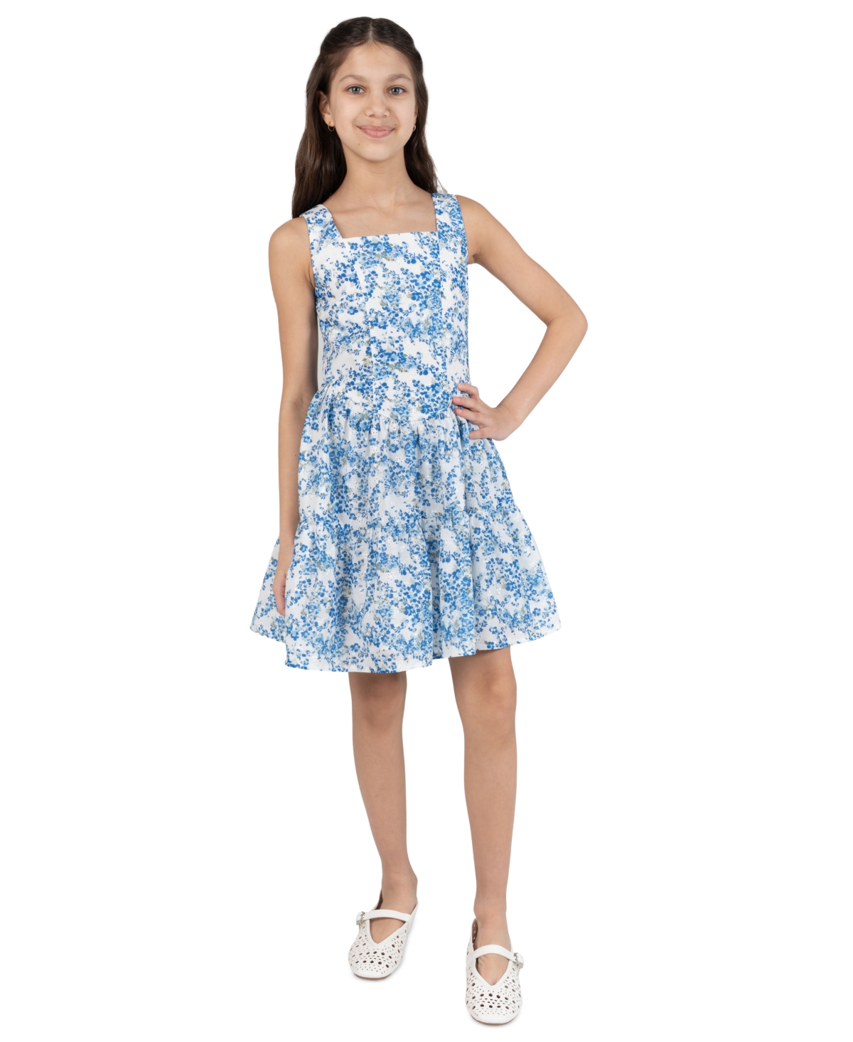 Click here for Rare Editions Girls 7-16 Printed Woven Eyelet Dres... prices
