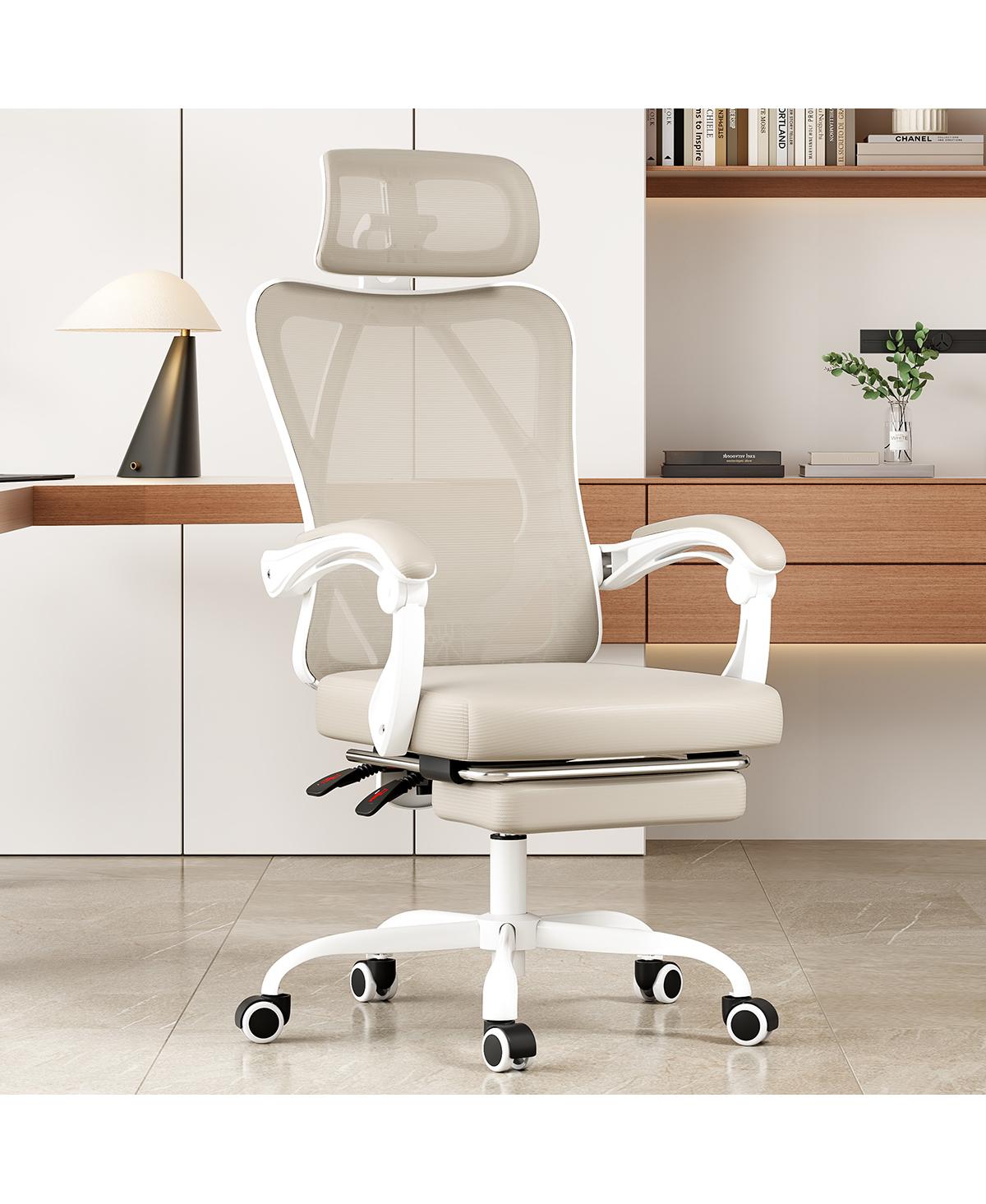 Click here for Flynama Khaki Mesh Office Chair with Footrest Adju... prices