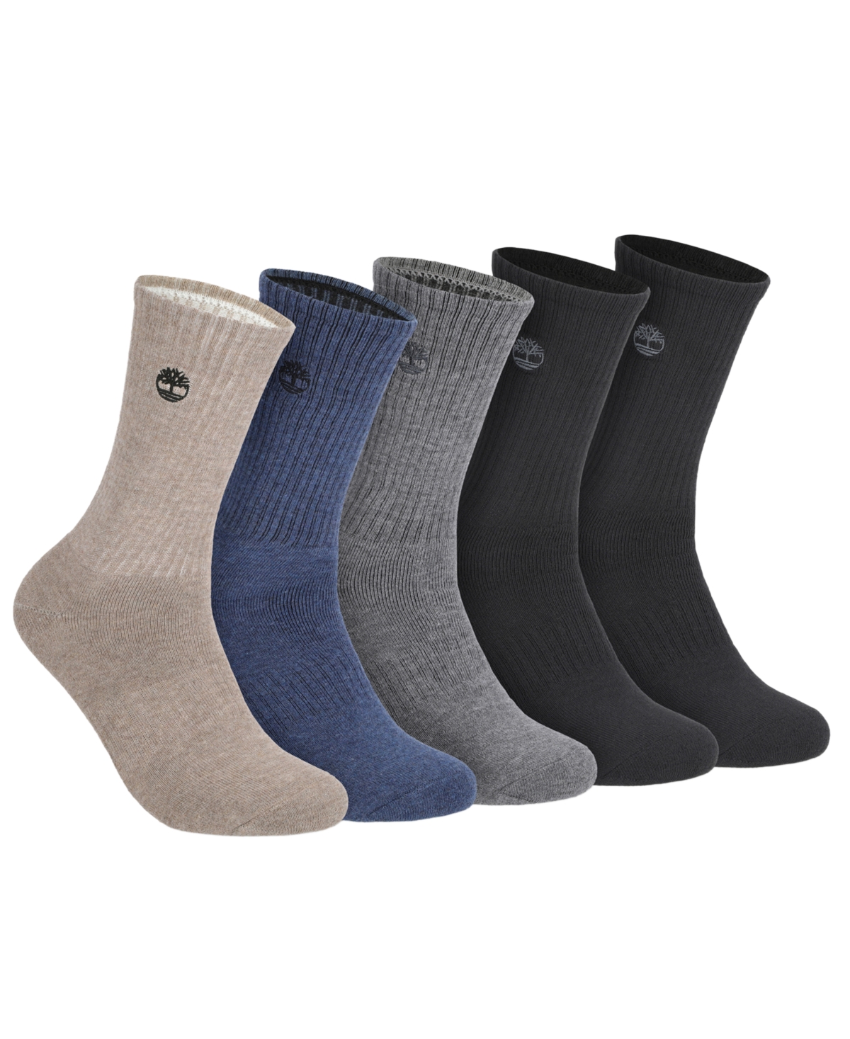 Click here for Timberland Mens 5-Pair Rivington Crew Socks - Gray prices