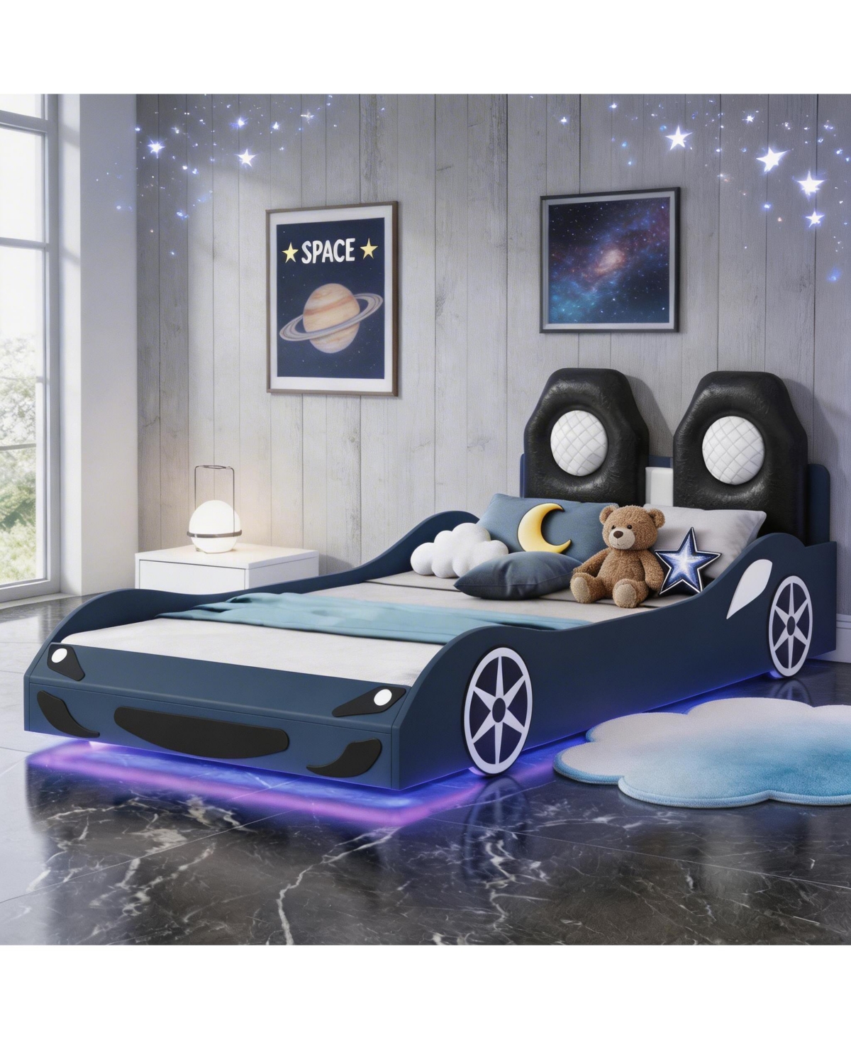 Click here for Sailvan Twin Race Car Bed Frame with Under-Bed Led... prices