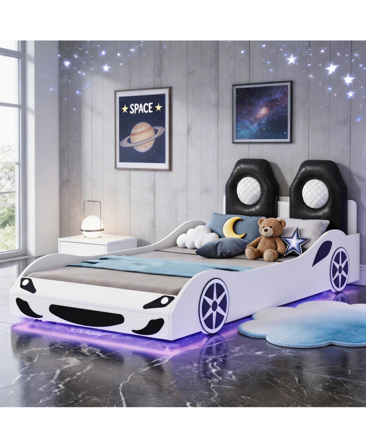 Click here for Sailvan Twin Race Car Bed Frame with Under-Bed Led... prices