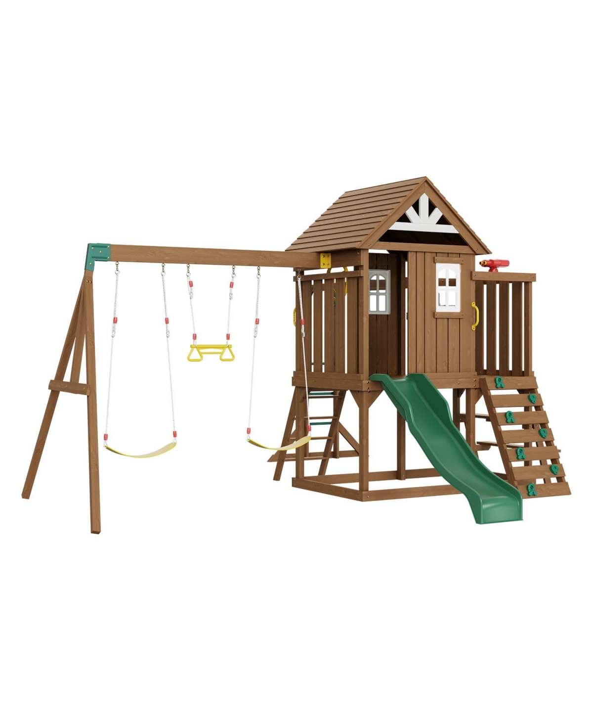 Click here for Gouun 10-in-1 Cedar Swing Set with Slide  Fort  Ro... prices