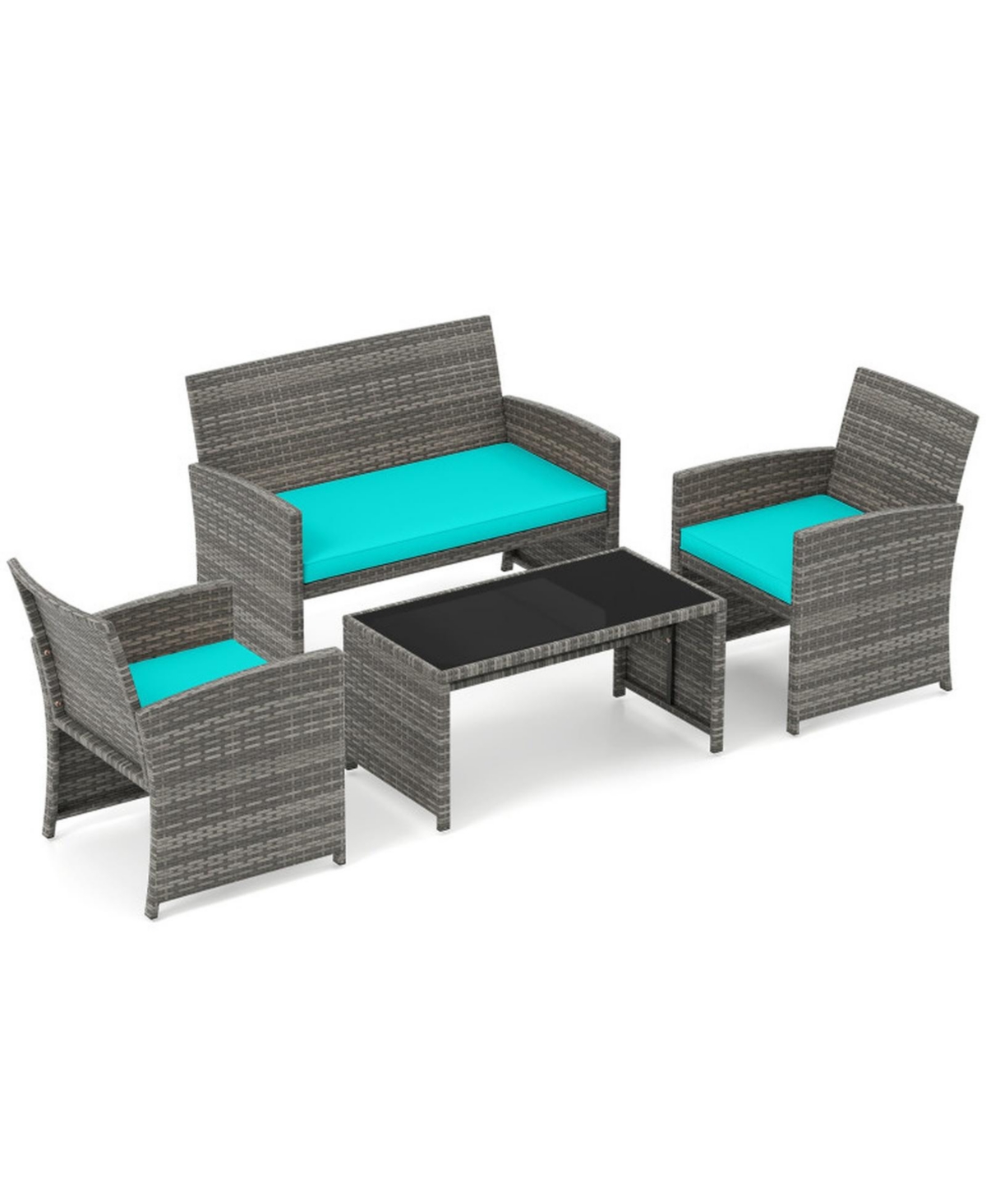 Click here for Gouun 4-Piece Wicker Rattan Patio Conversation Set... prices