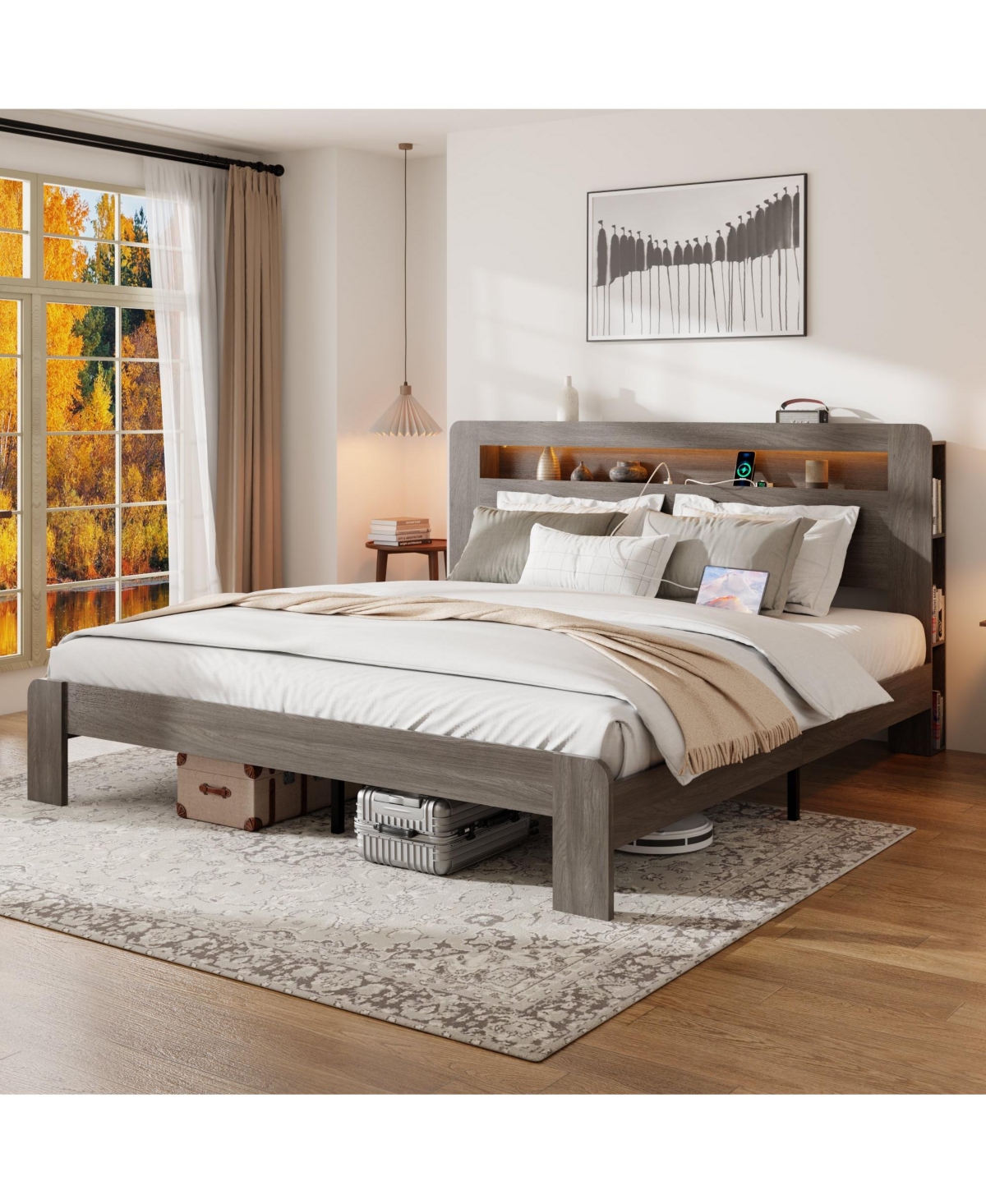 Click here for Lucky One Bed Frame King Size  Wood Platform Bed F... prices