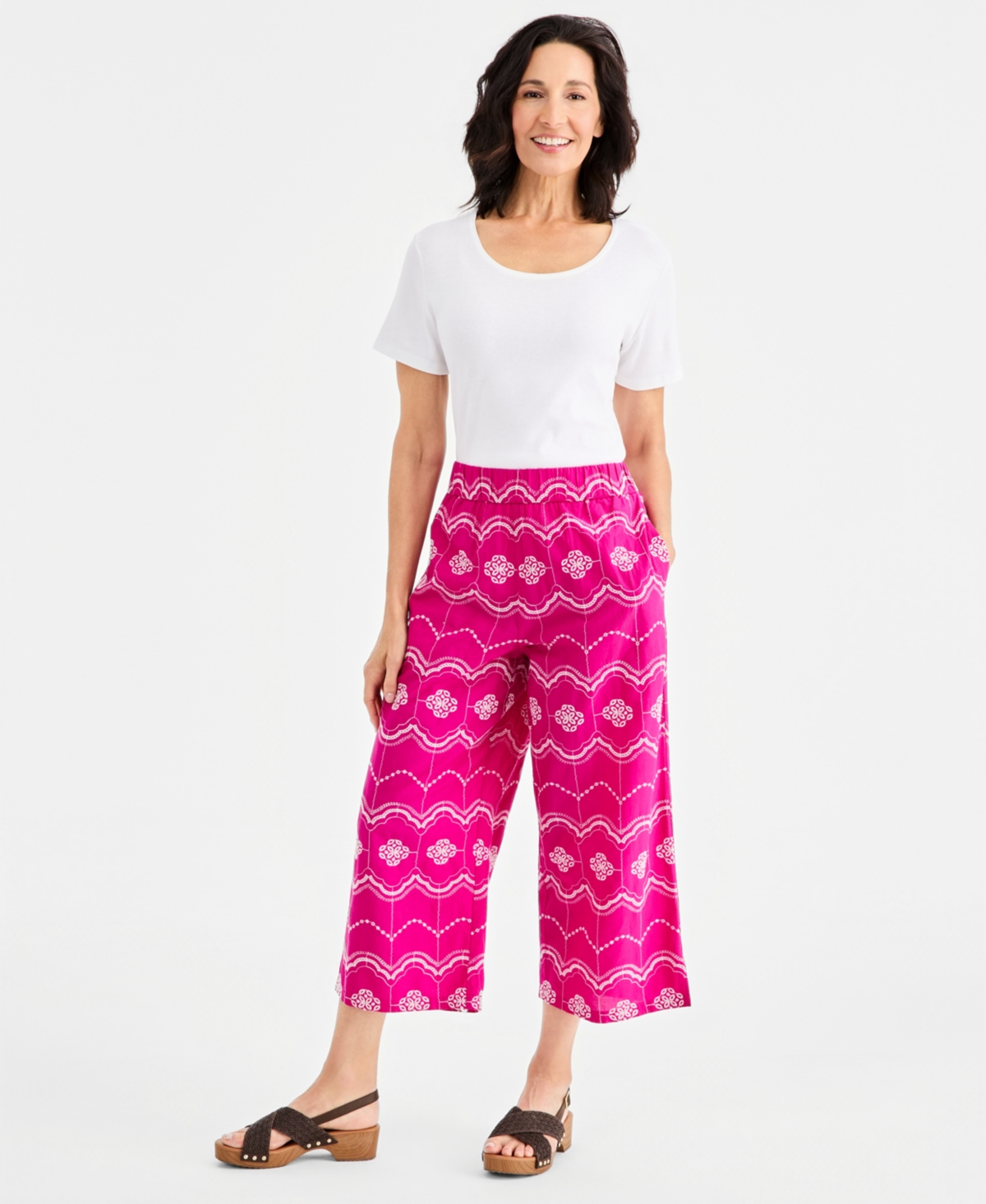 Click here for Style & Co Womens Cotton Embroidered-Eyelet Capri... prices