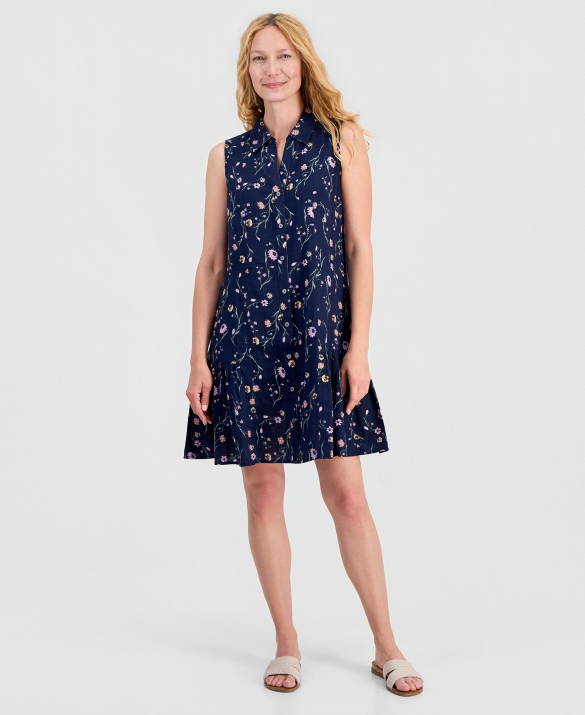 Click here for Style & Co Womens Printed Cotton Sleeveless Shirtd... prices