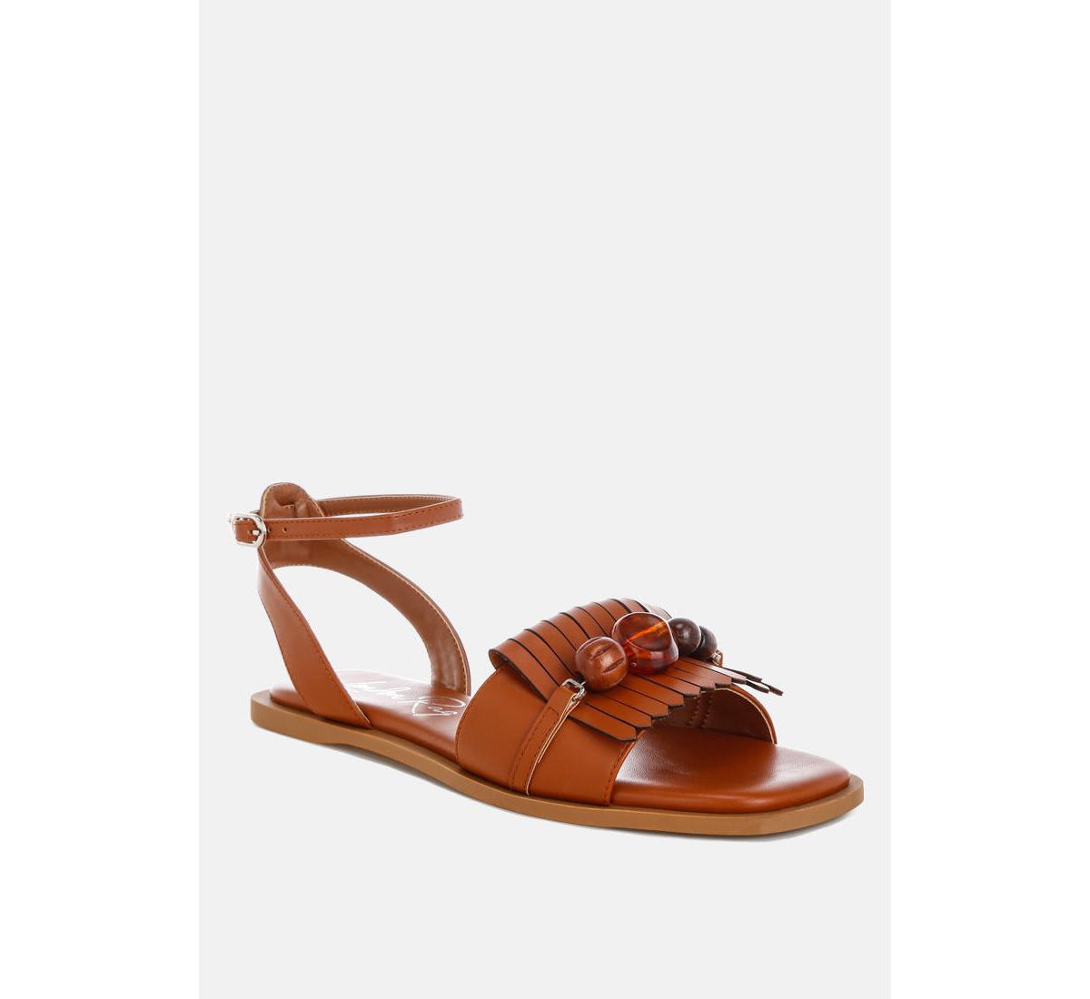 Click here for London Rag Womens Morgine Beaded Flat Sandals - Ta... prices