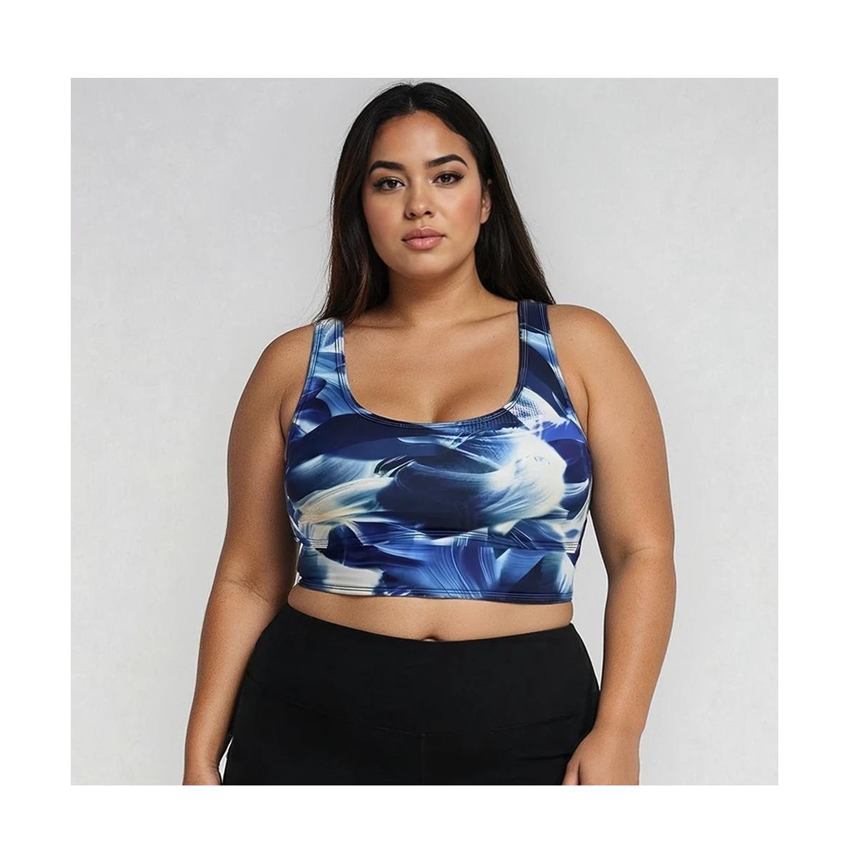 Click here for Calypsa Plus Size Longline Swim Bra - Navy wave prices