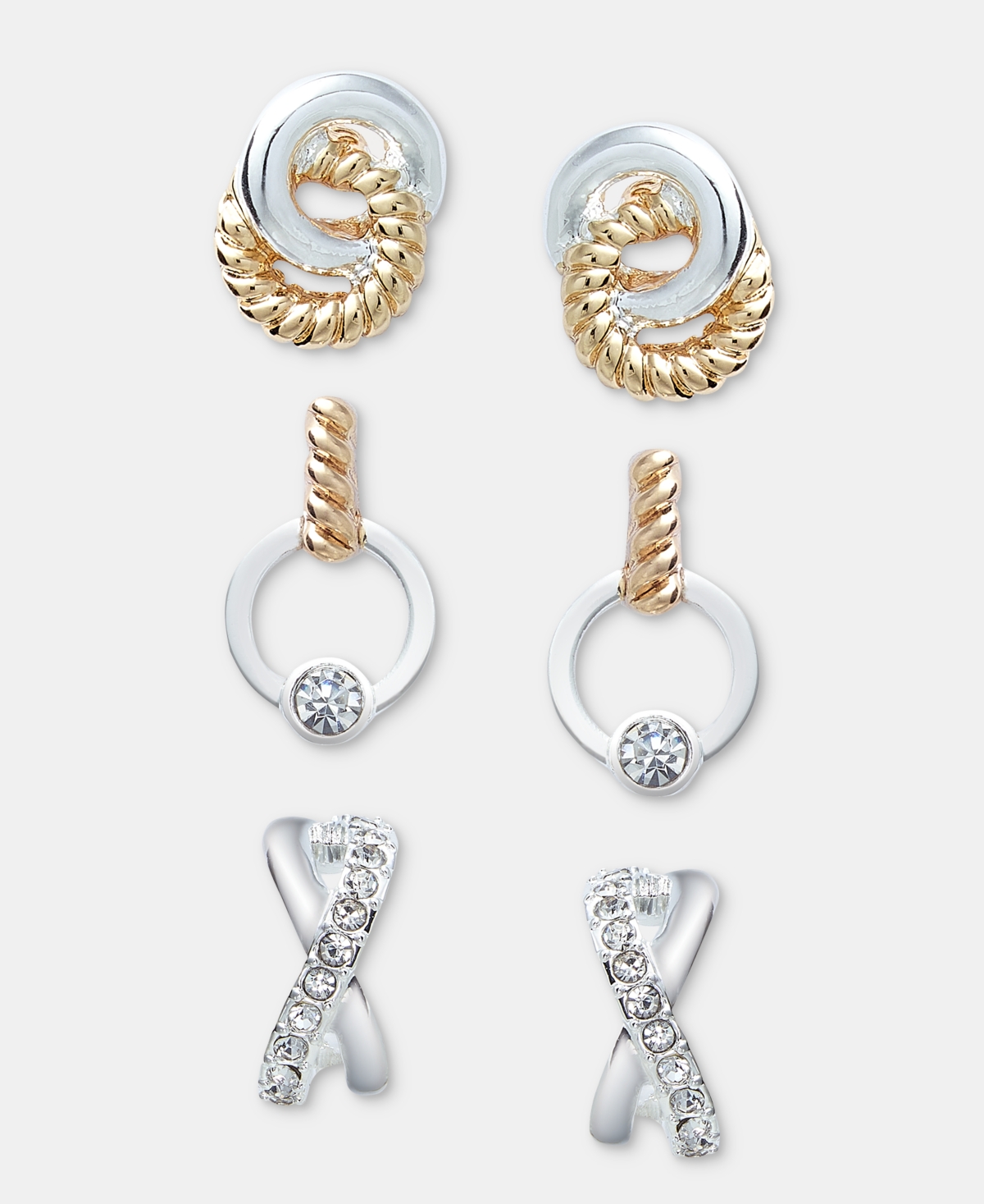Click here for Anne Klein 3-Pc. Set Pave Twisted Earrings - White prices