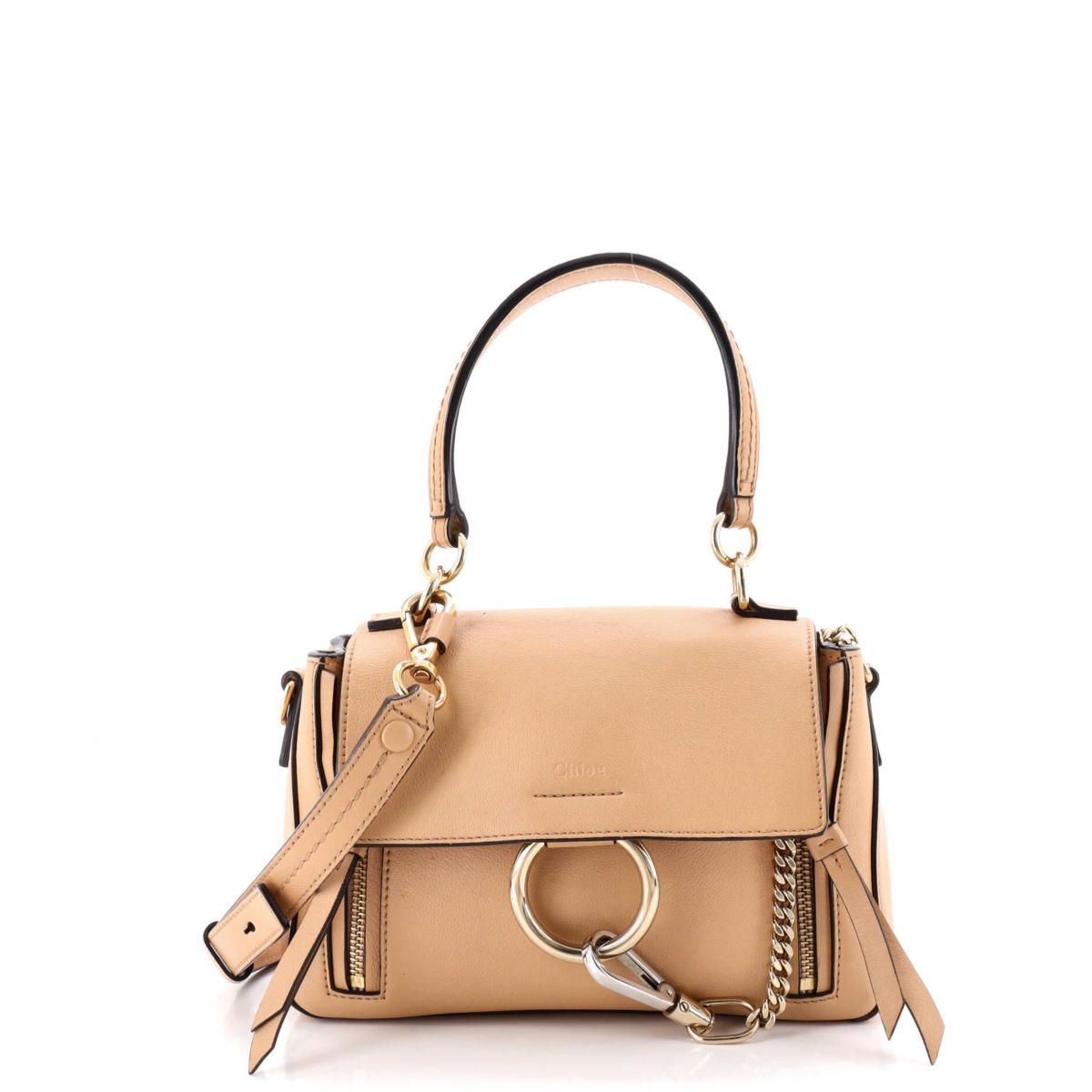 Click here for Pre-Owned Chloe Mini Faye Day Bag Leather - Natura... prices