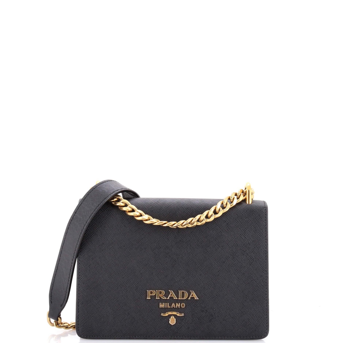 Click here for Pre-Owned Prada Small Chain Flap Bag Saffiano Leat... prices