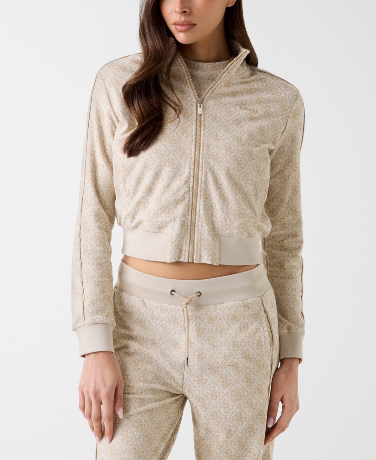 Click here for Guess Womens 4G All Over Jacquard High Neck Full Z... prices