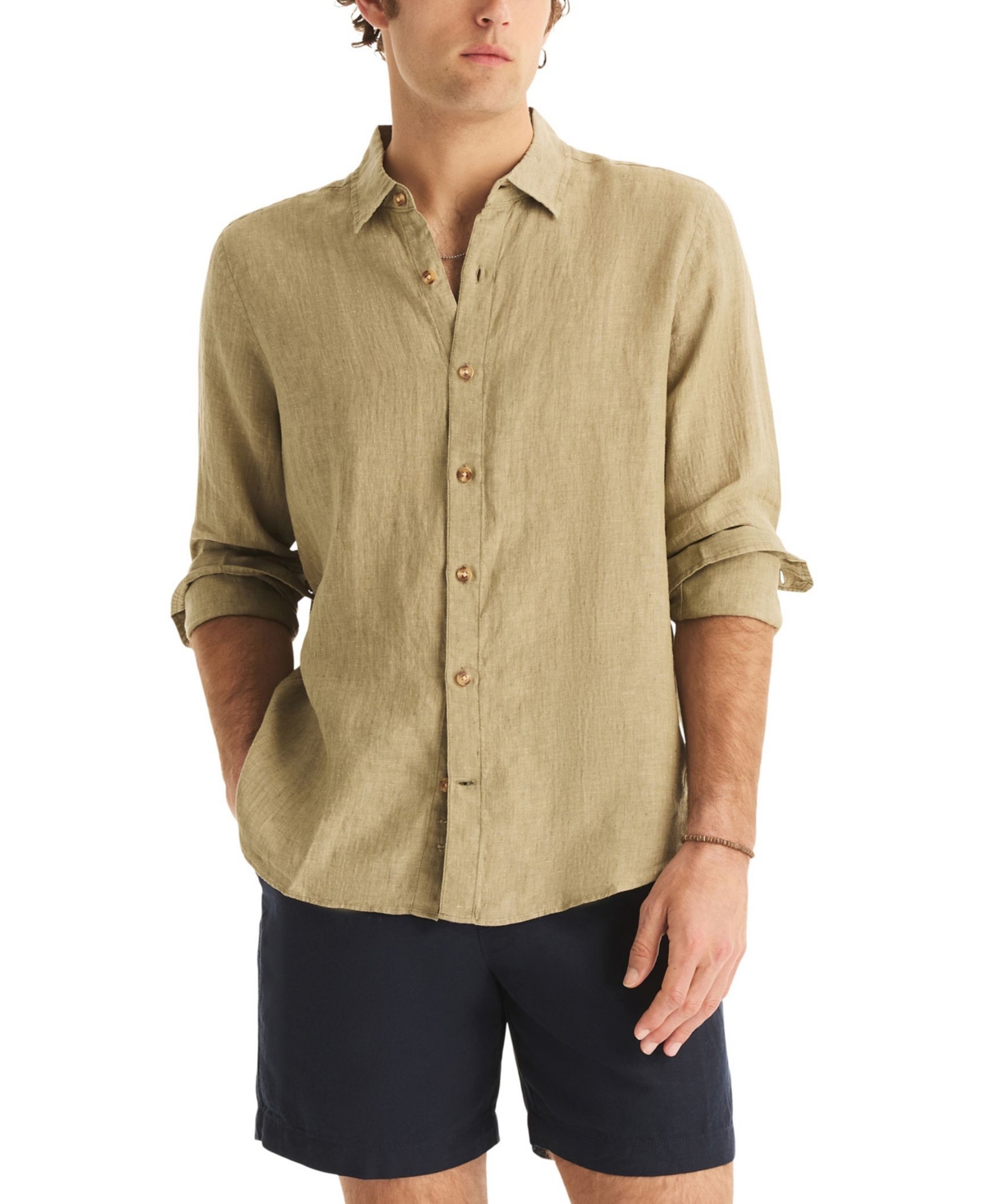 Click here for Nautica Mens Classic-Fit Long-Sleeve Button-Up Sol... prices