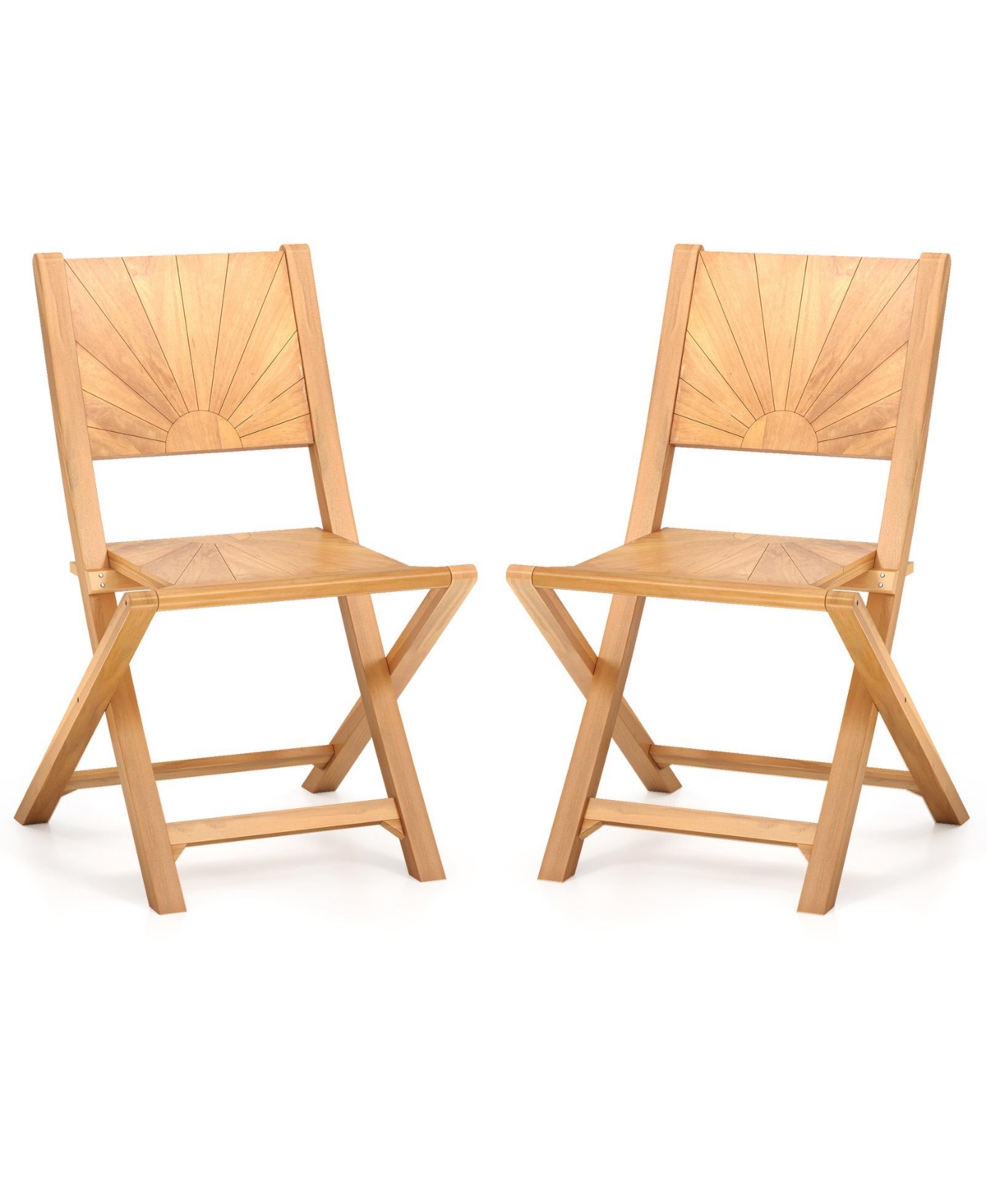 Click here for Set of 2 Teak Wood Folding Patio Chairs with 105 D... prices