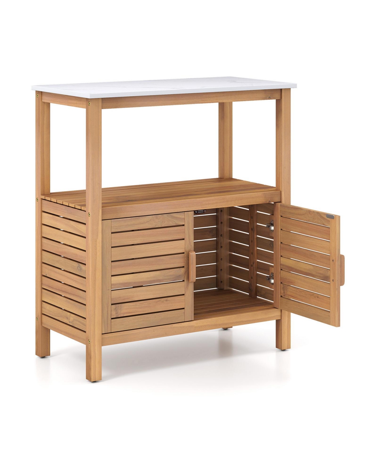 Click here for Gouun Acacia Wood Outdoor Potting Bench with Louve... prices