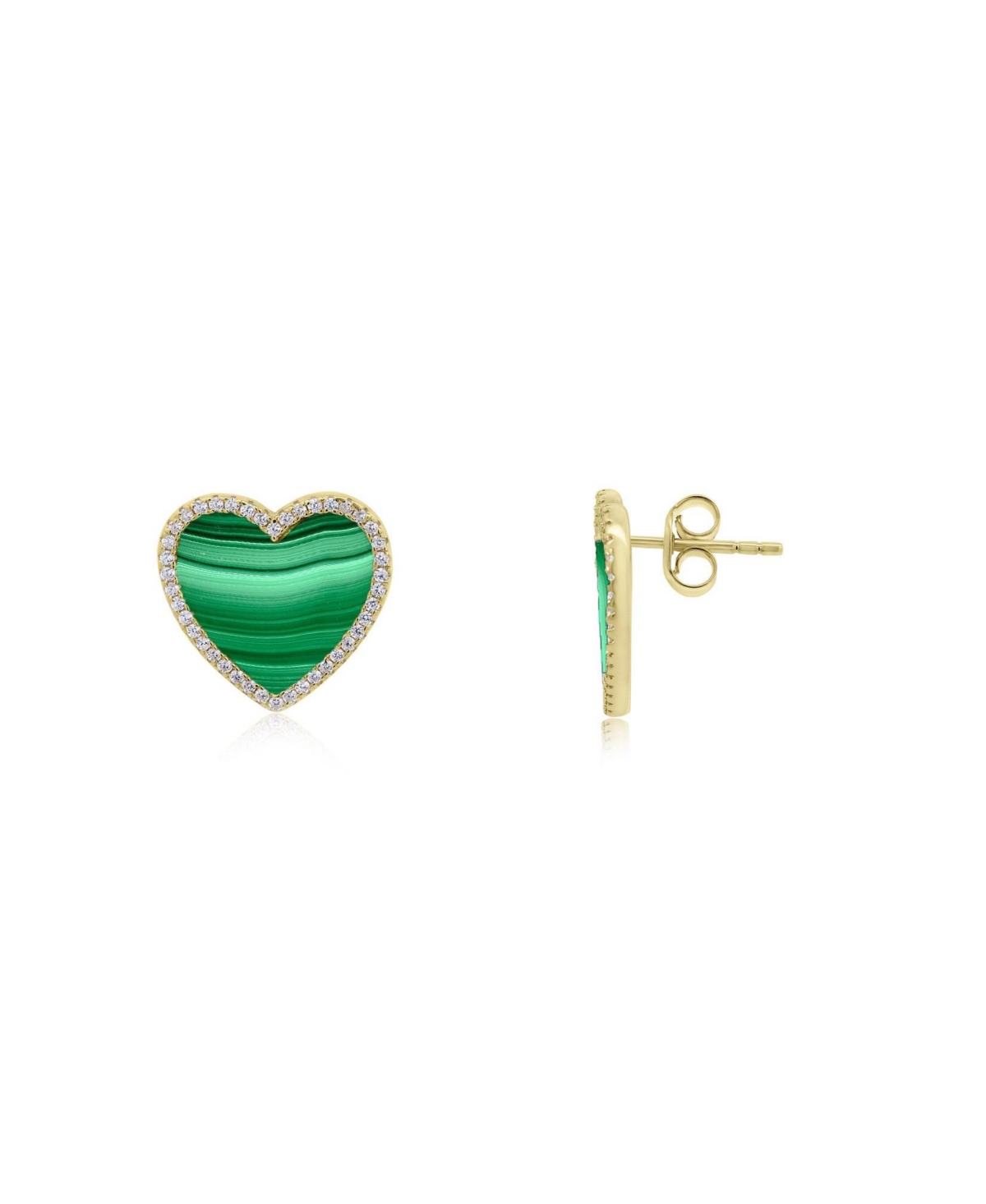 Click here for The Lovery Large Malachite Cz Halo Heart Stud Earr... prices