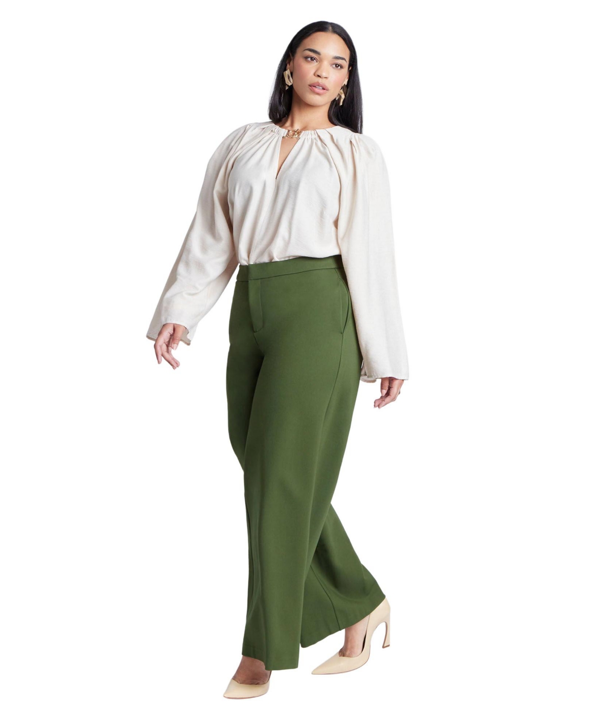 Click here for Eloquii Womens Tall The Ultimate Stretch Wide Leg... prices
