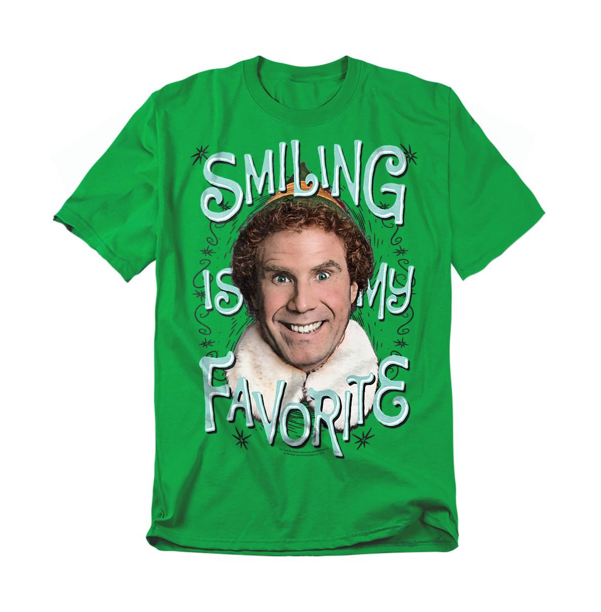 Click here for Elf Mens Smiling T Shirt - Kelly green prices