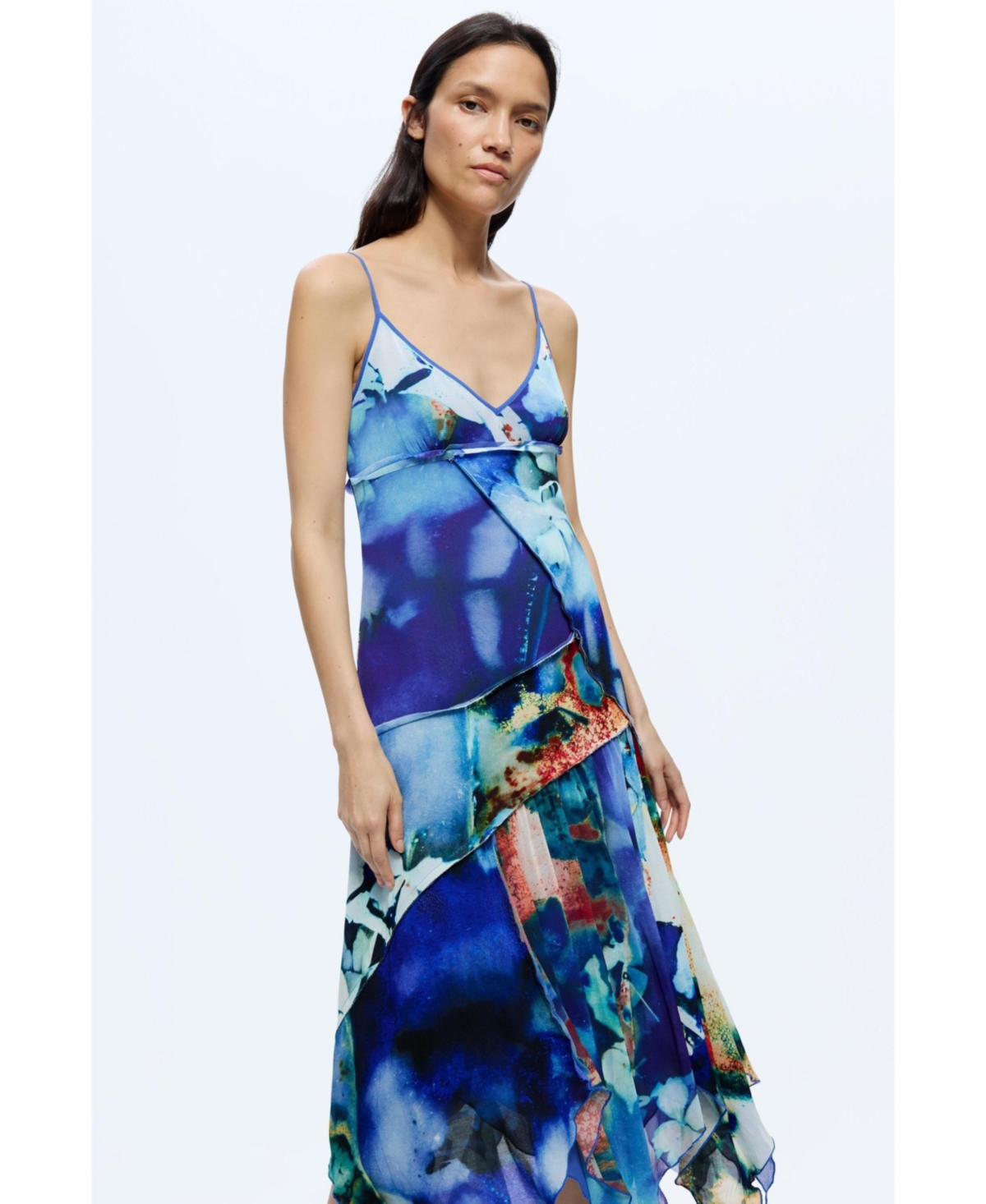 Click here for Desigual Womens Asymmetric printed dress - Blue prices