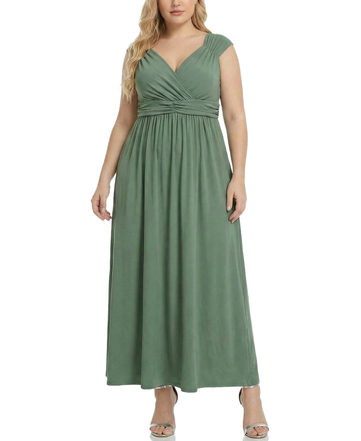 Click here for Ny Collection Plus Size Ruched Empire Maxi Dress -... prices