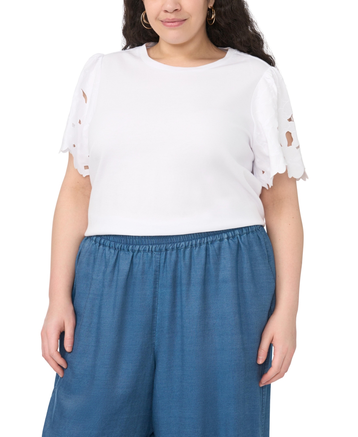 Click here for Vince Camuto Plus Size Crewneck Pull-On Top - Ultr... prices