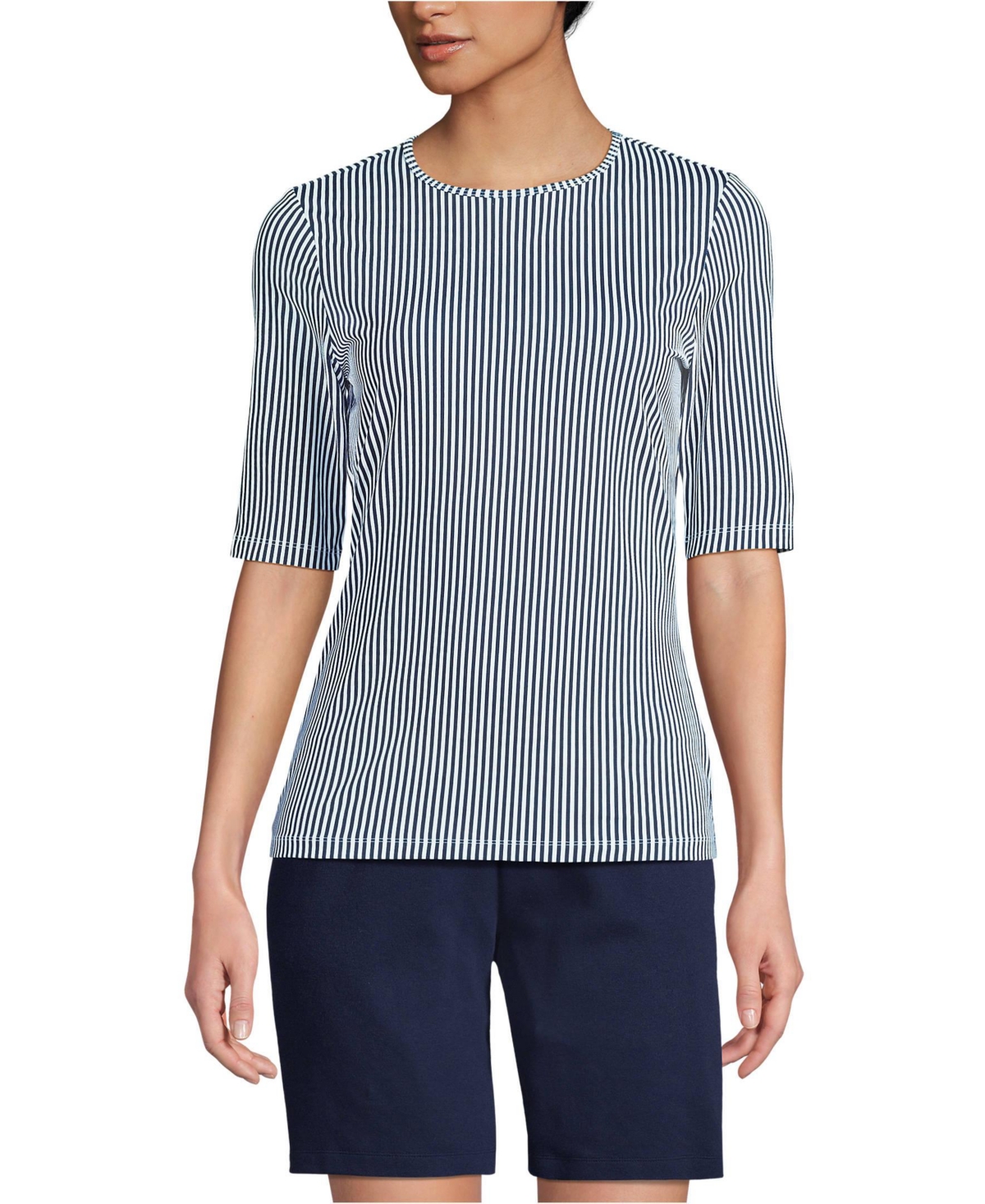 Click here for Lands End Womens Elbow Sleeve Crewneck Garden Tee... prices