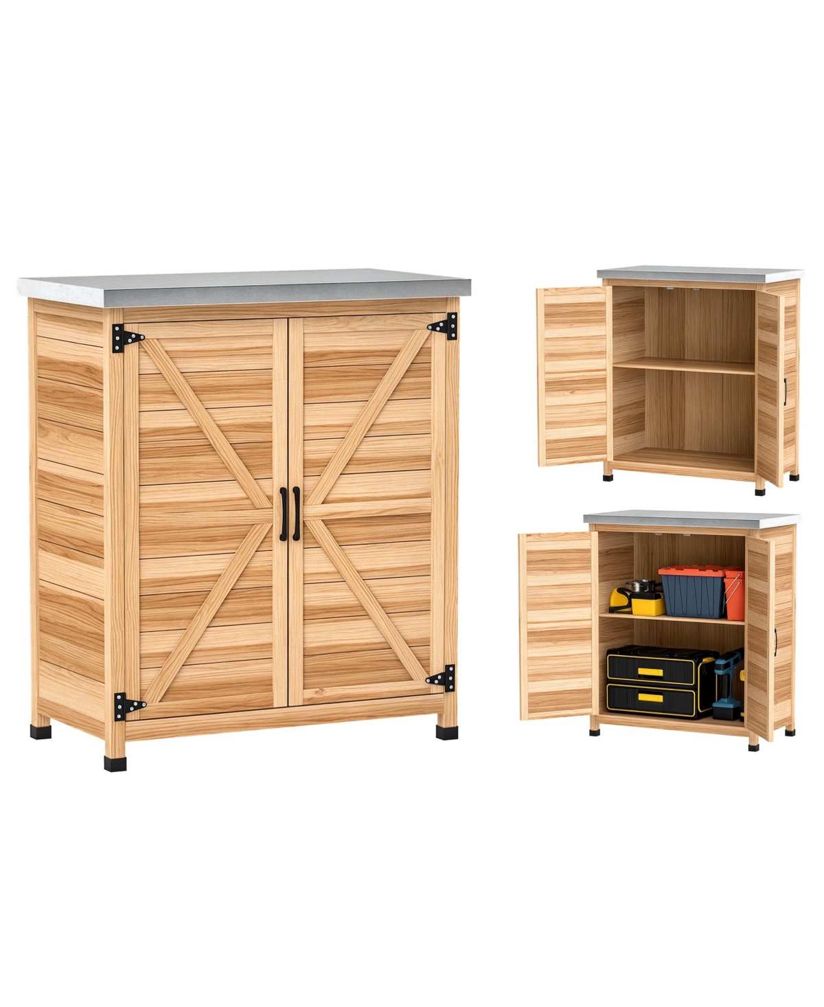 Click here for Outsunny Outdoor Storage Table  Wooden Tool Shed w... prices