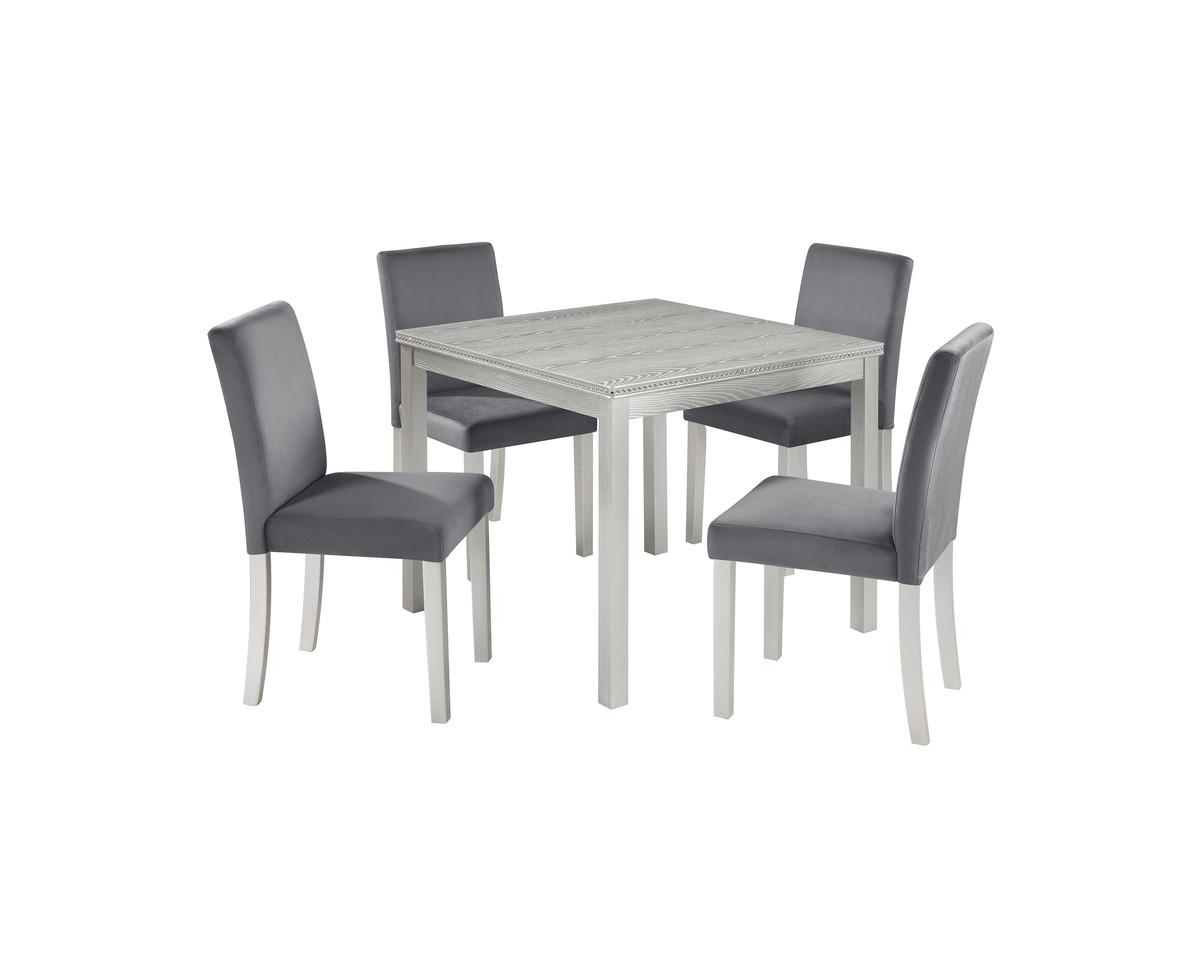 Click here for sumyeg 5-Piece Silver Grey Crystal Accent Wood Din... prices
