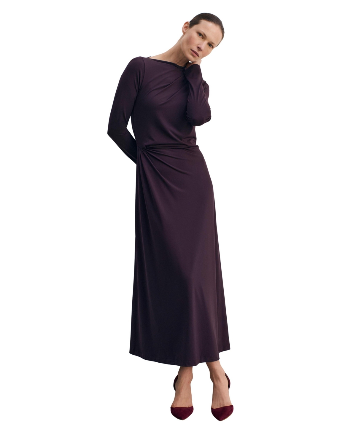 Click here for The Fold Womens Rona Jersey Dress - Purple prices