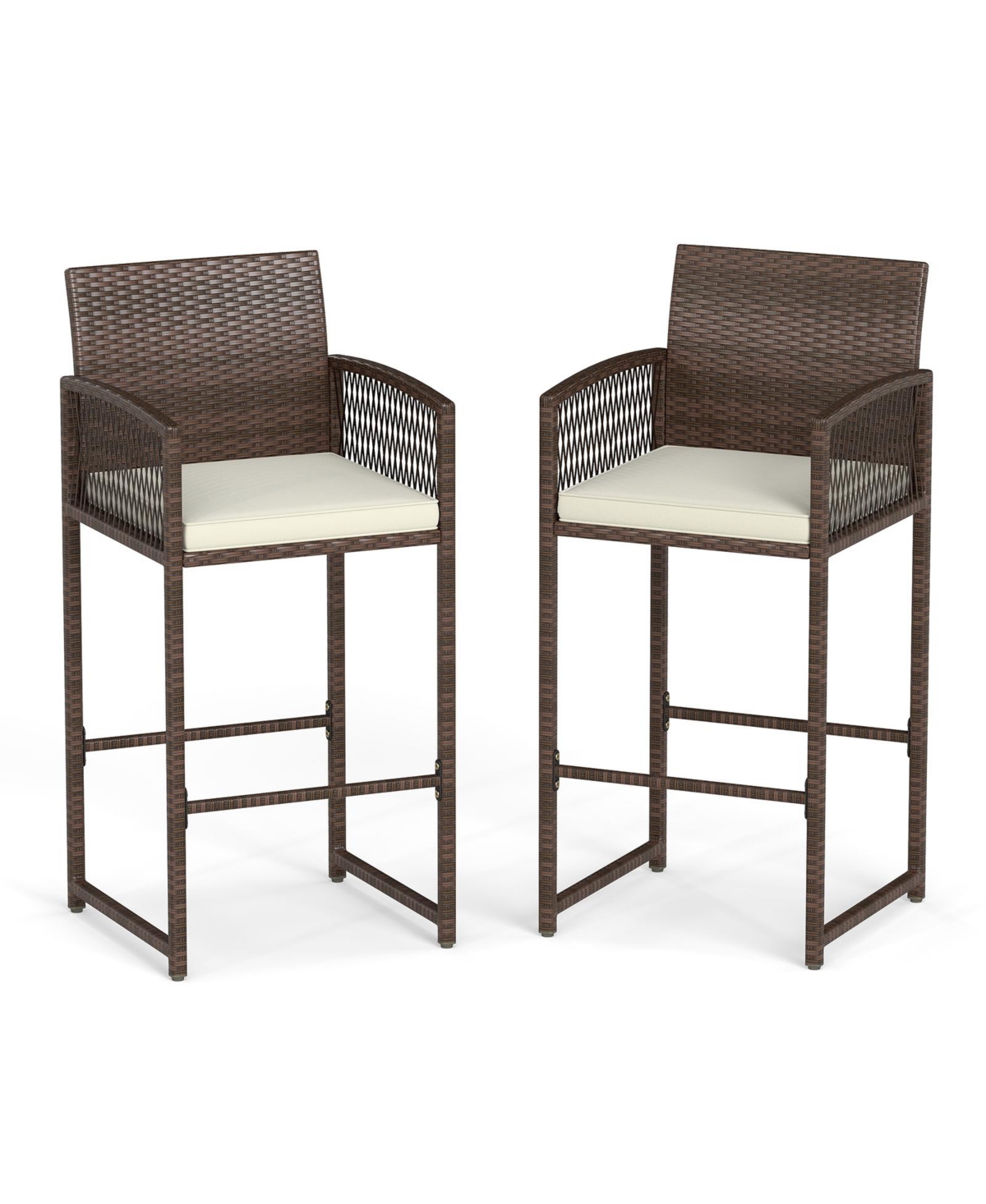 Click here for Sugift Set of 2 Outdoor Wicker Bar Height Patio Ch... prices