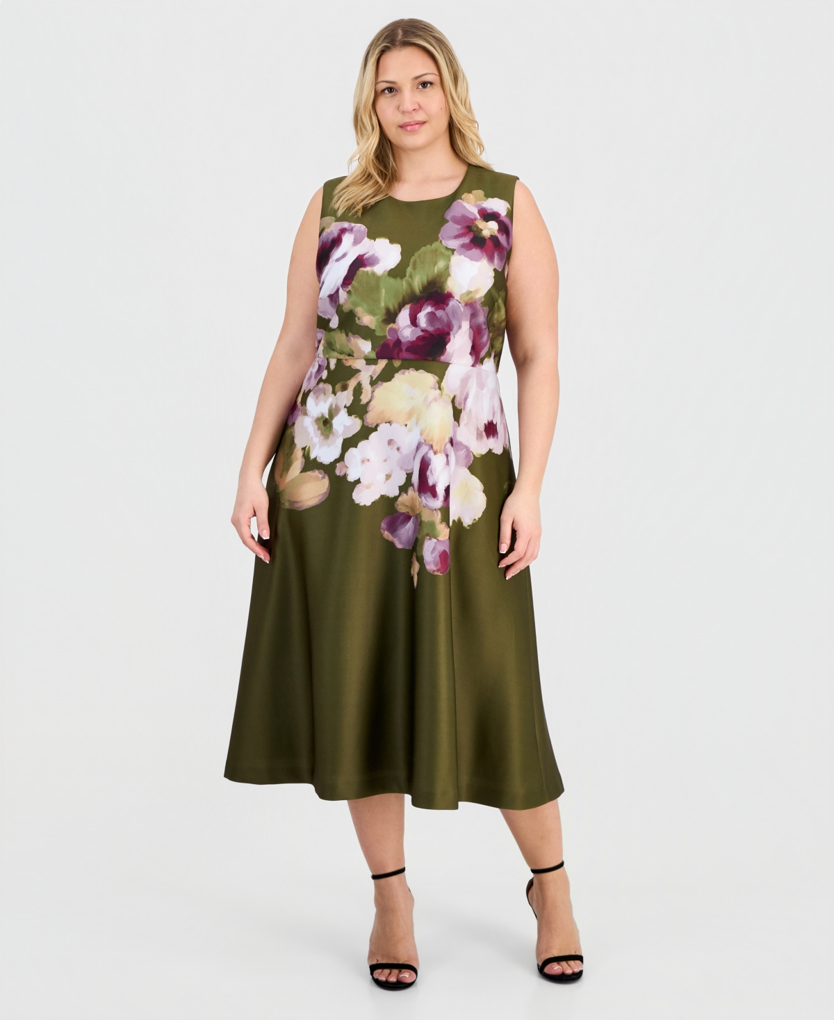 Click here for Anne Klein Plus-Size Printed Scuba A-Line Dress -... prices