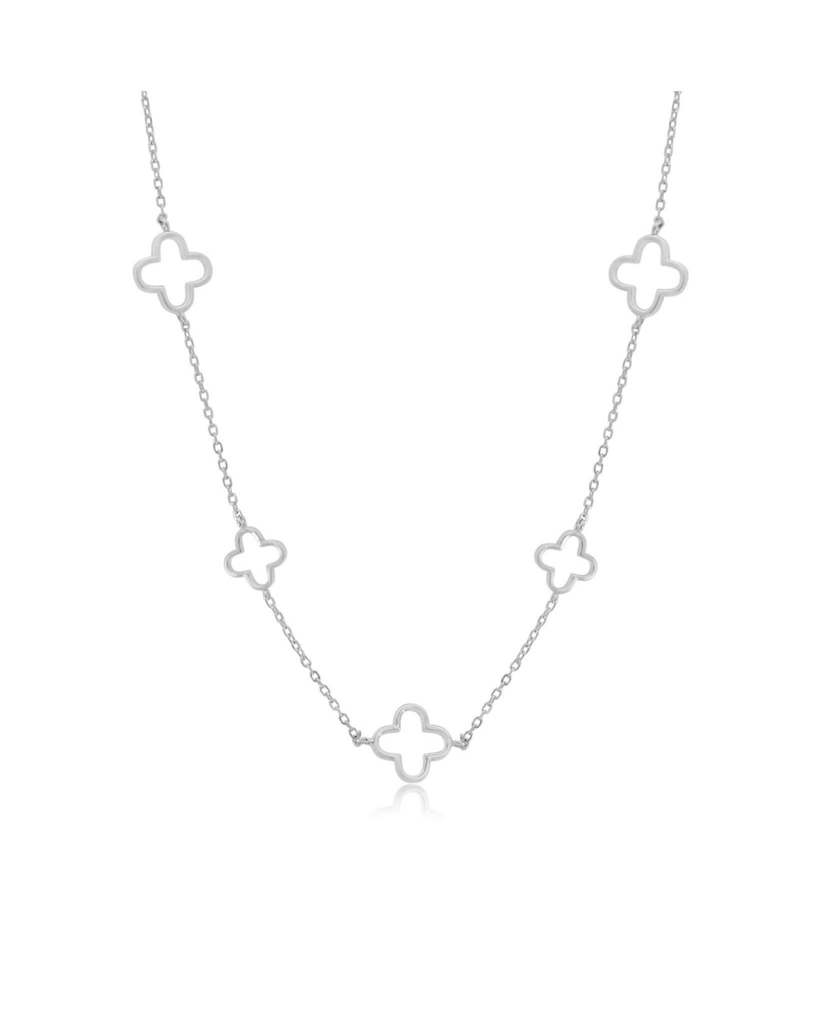 Click here for The Lovery Alternating Open Clover Necklace - Silv... prices