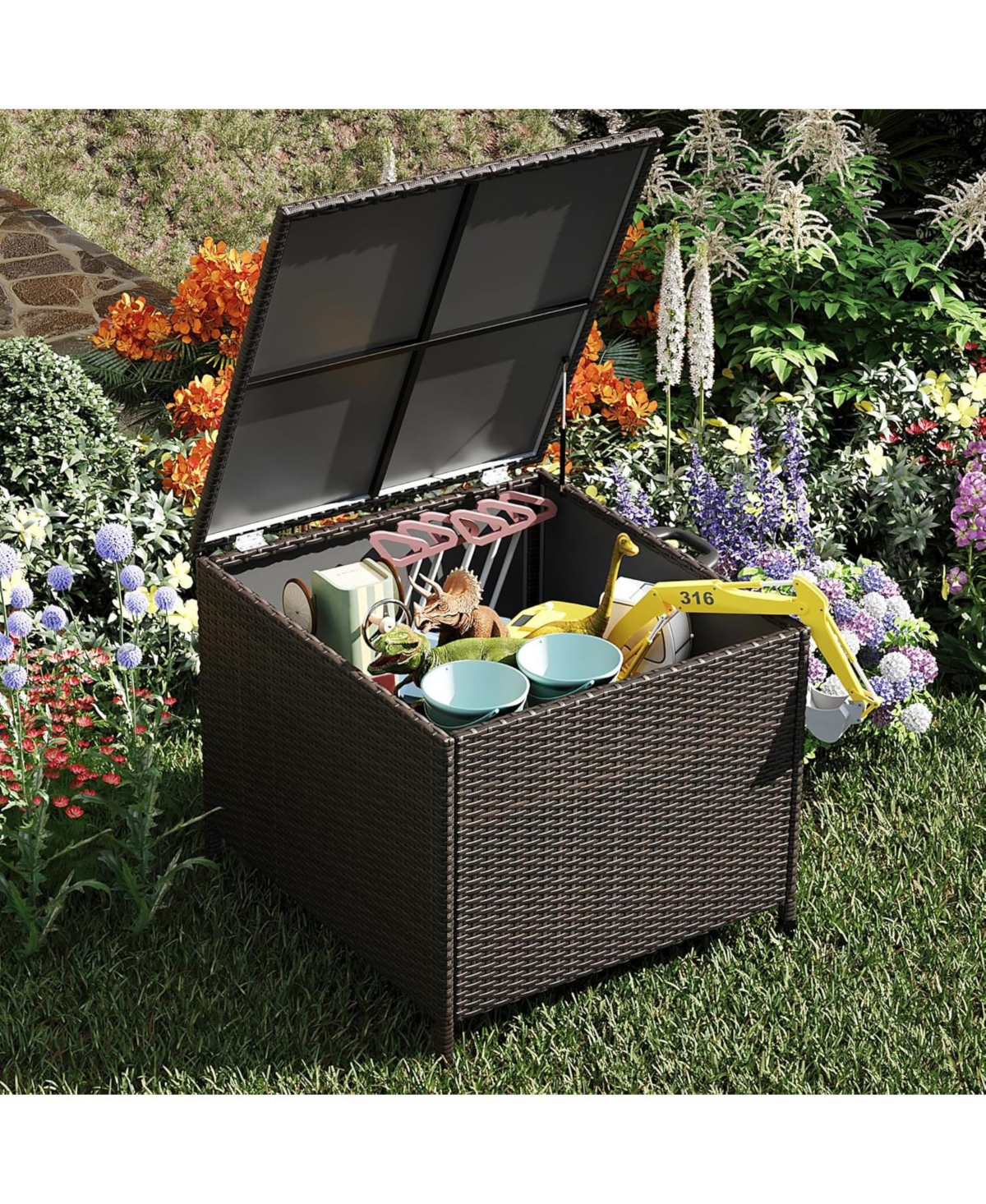 Click here for gaomon 80-Gallon Outdoor Deck Box with Wheels  Han... prices