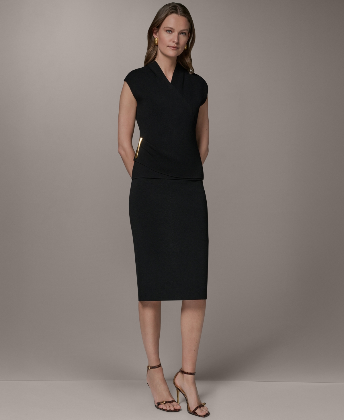 Click here for Donna Karan New York Womens Faux Wrap V-Neck Sweat... prices