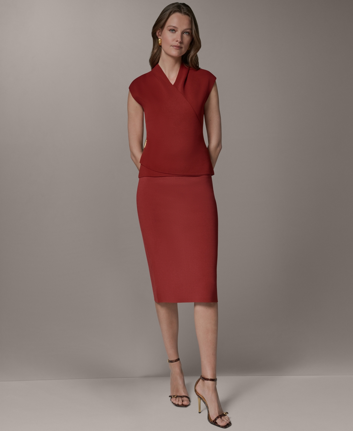 Click here for Donna Karan New York Womens Faux Wrap V-Neck Sweat... prices
