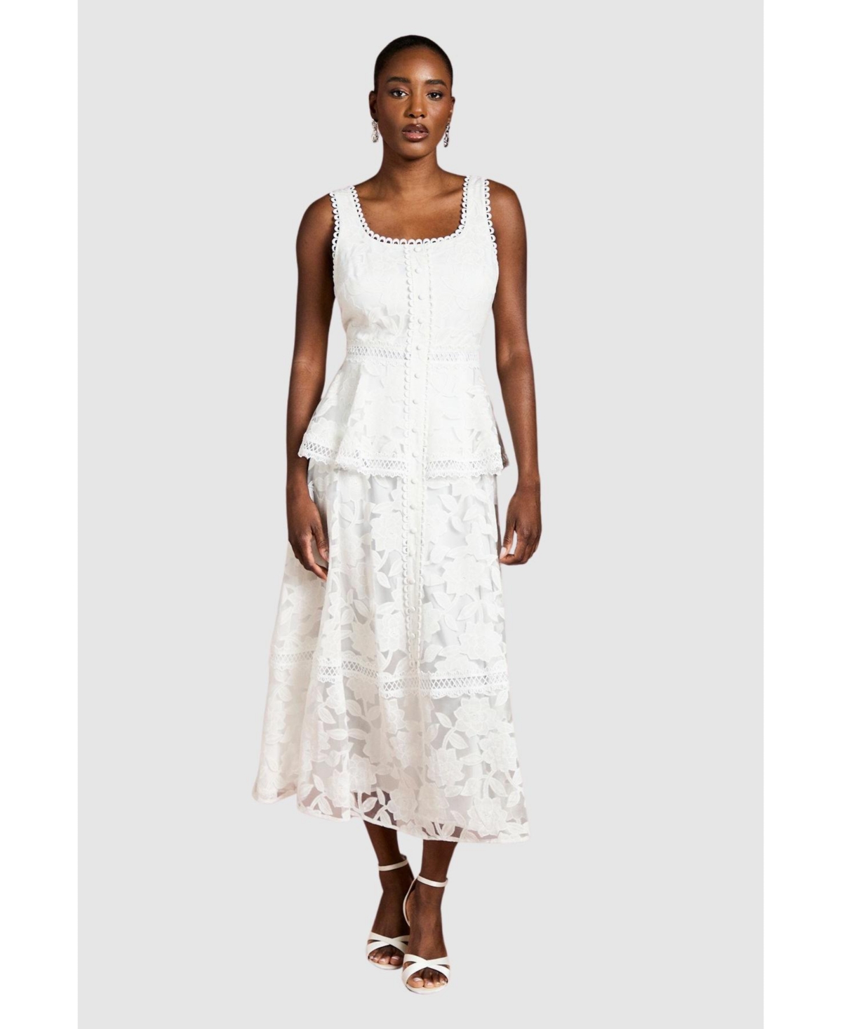 Click here for Coast Womens Peplum Hem Button Down Lace Midi Dres... prices