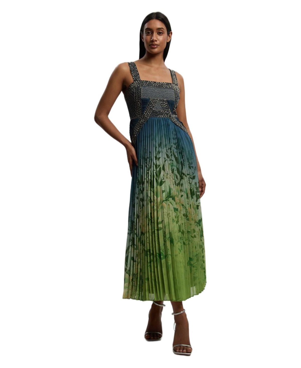 Click here for Karen Millen Womens Embellished Pleated Maxi Dress... prices