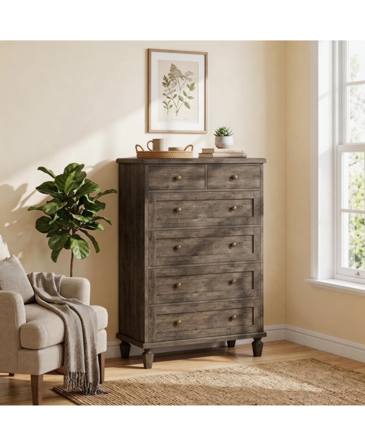 Click here for Homfan 47 Tall 6 Drawer Dresser  Vintage Wooden Ch... prices