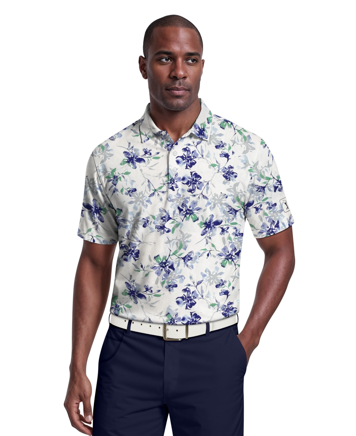 Click here for Pga Tour Mens Tie Dye Floral Print Golf Polo Shirt... prices